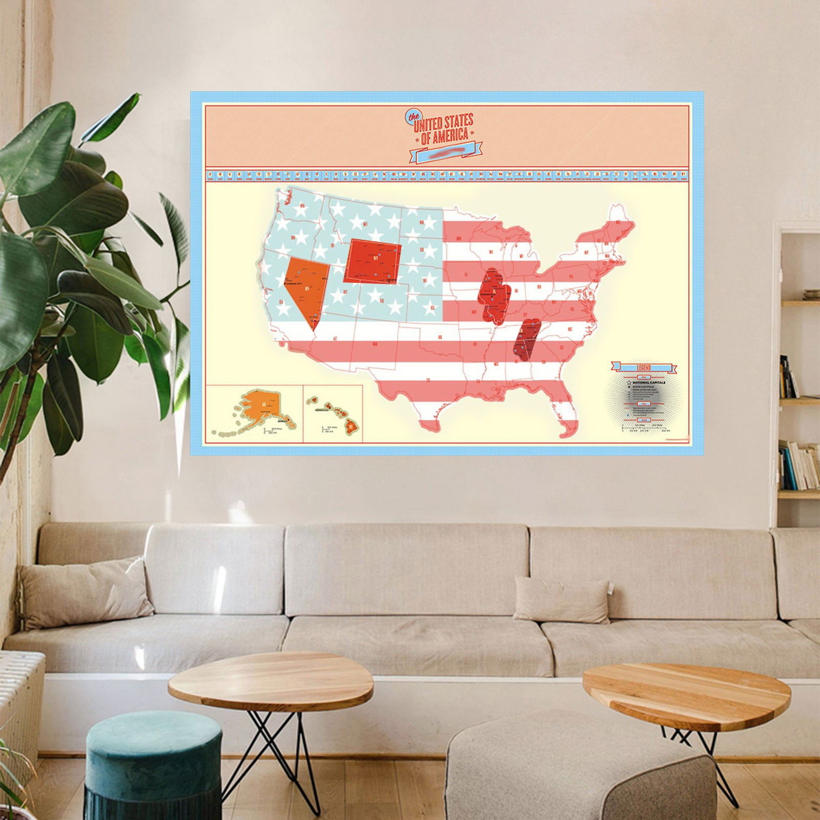 VISALY Scratched Map USA Creative Travel Gift Poster - Walmart.com