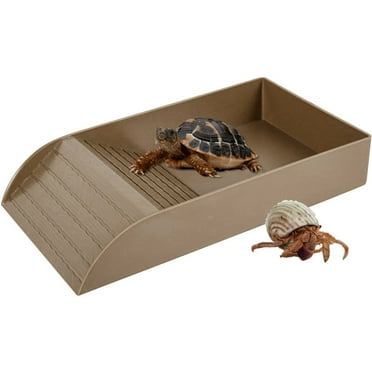 VBVC Reptile Water Dish Tortoise Habitat with Non-Slip Ramp Shallow ...