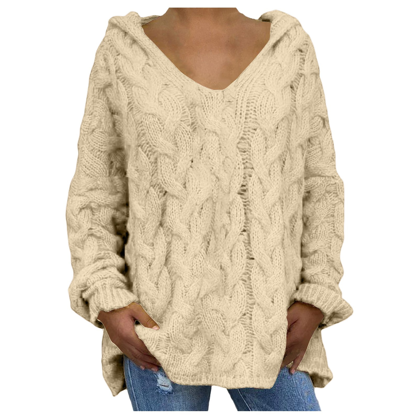 VISALY V Neck Pullover Sweater Knit Sweater Women's Oversized Chunky ...