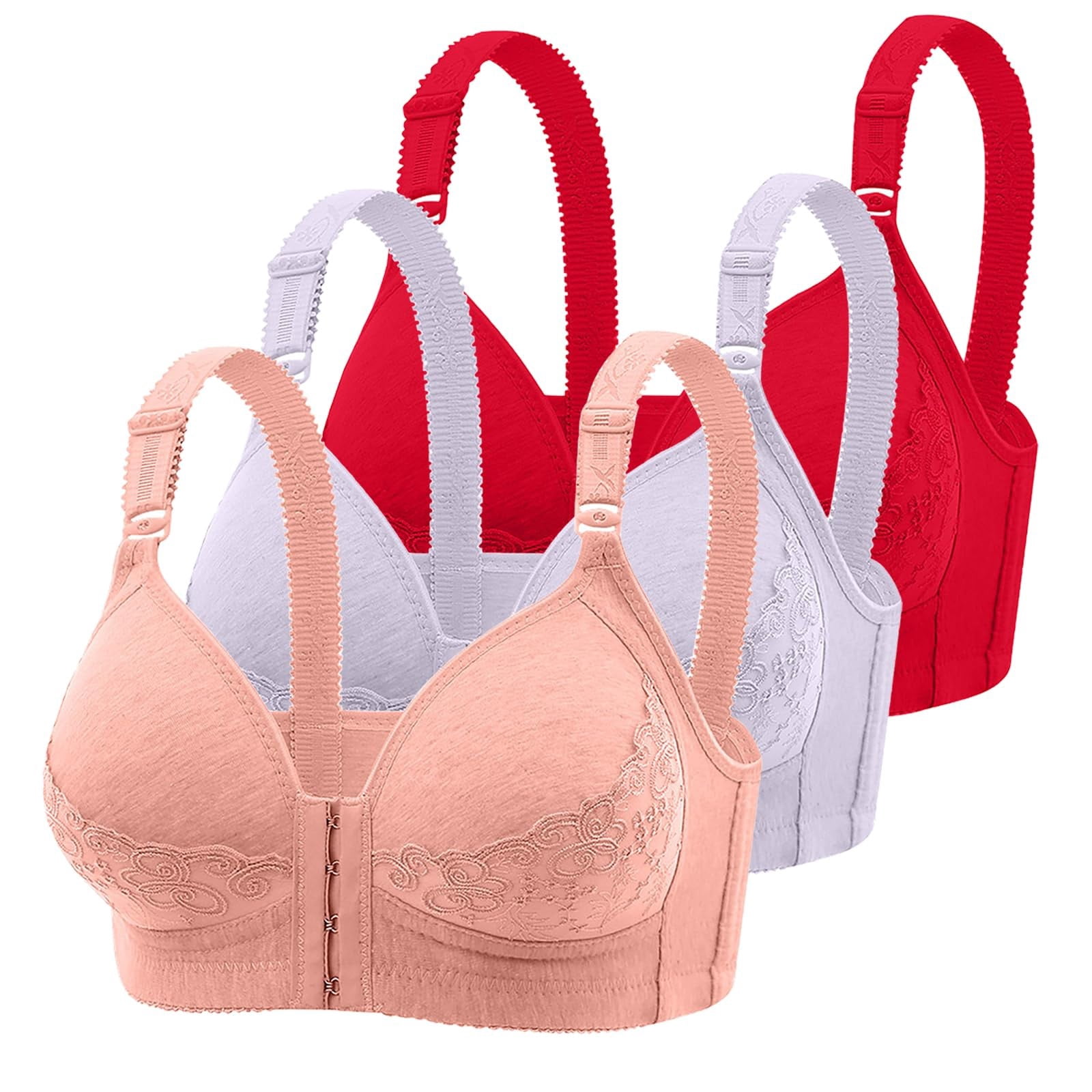 VISALY Womens Bralettes Seamless 3pc Bra Without Underwire Classic Bras ...
