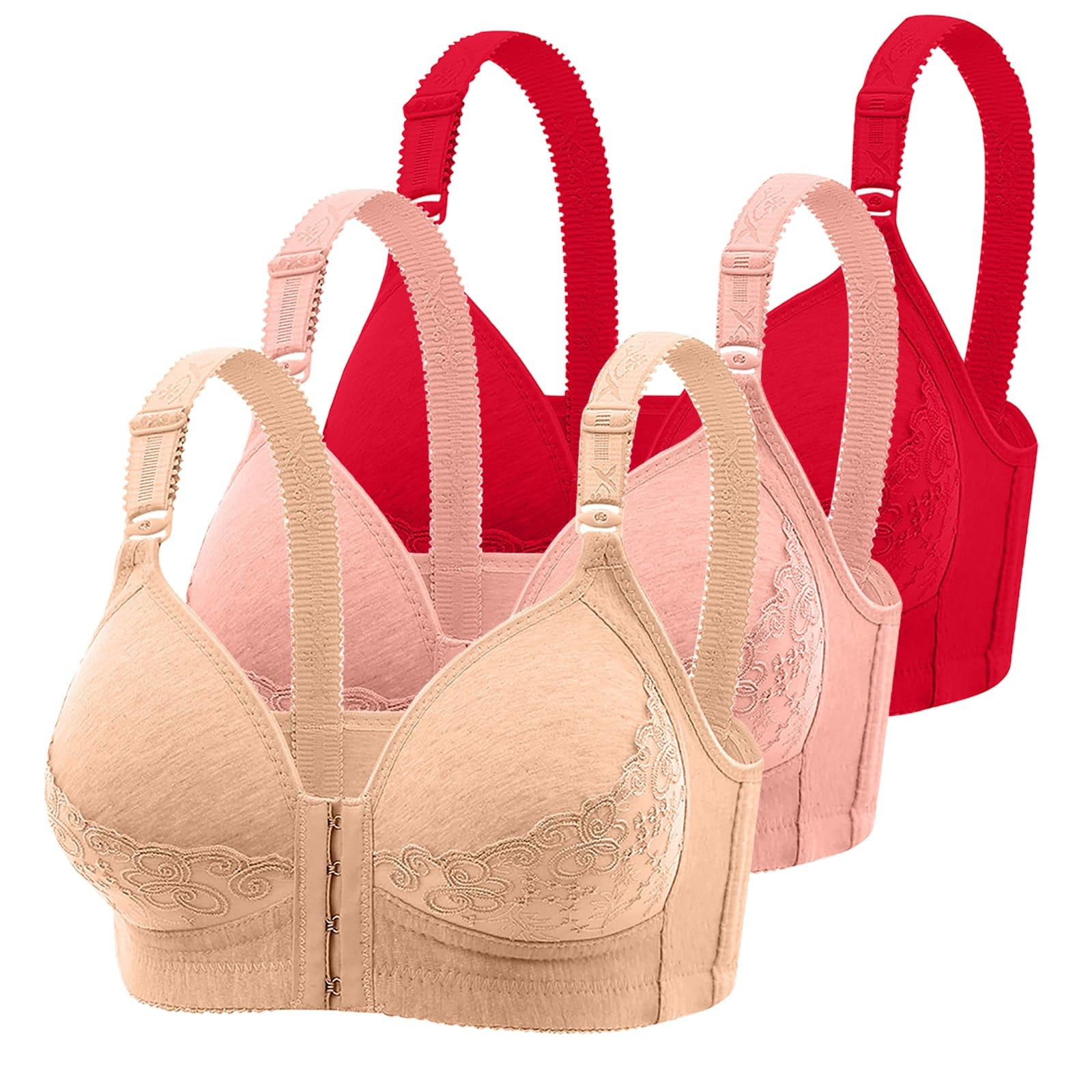 VISALY Womens Bralettes Seamless 3pc Bra Without Underwire Classic Bras ...