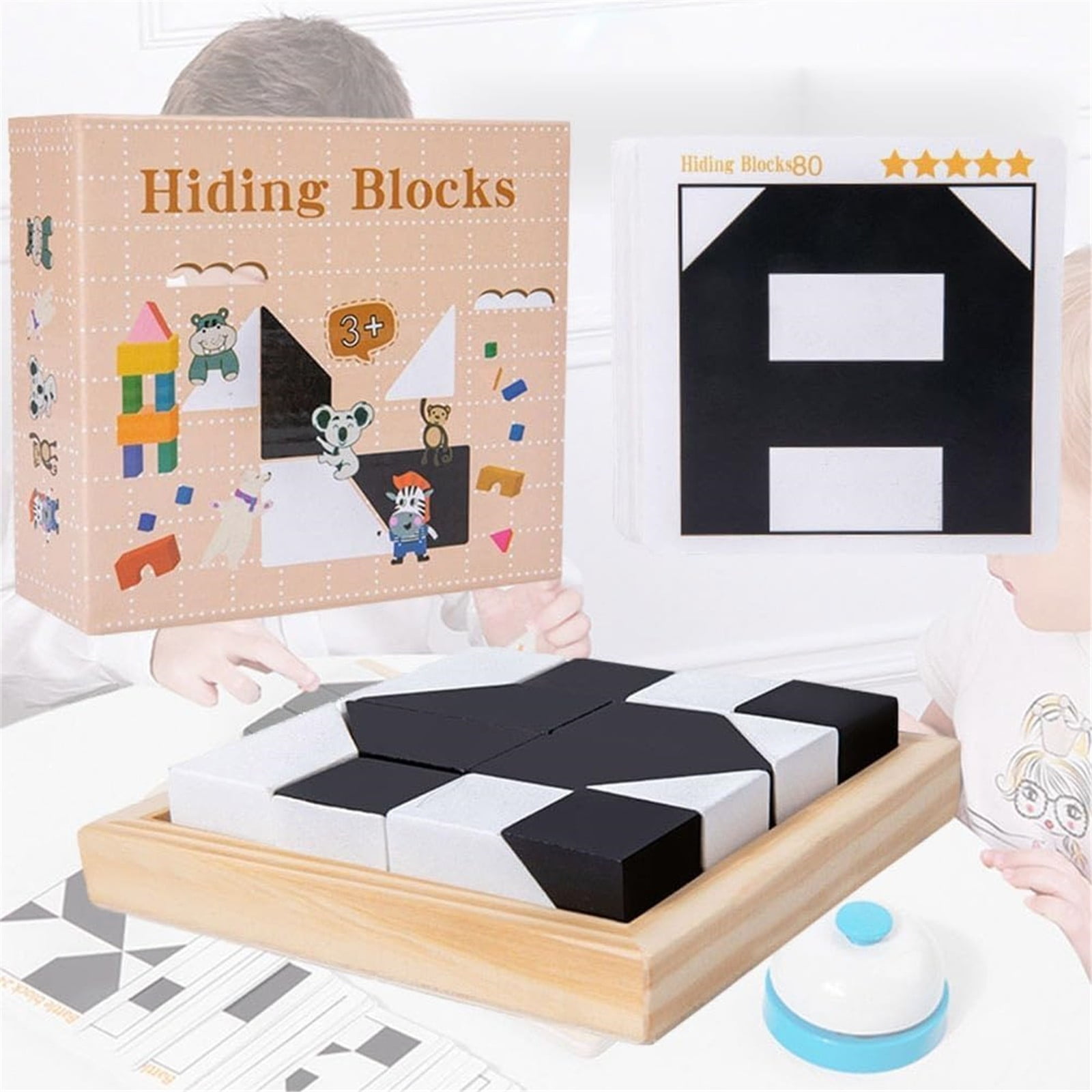 VISALY Wooden Hidden Block Puzzle Brain Teaser Puzzle 3D Wooden Puzzle ...