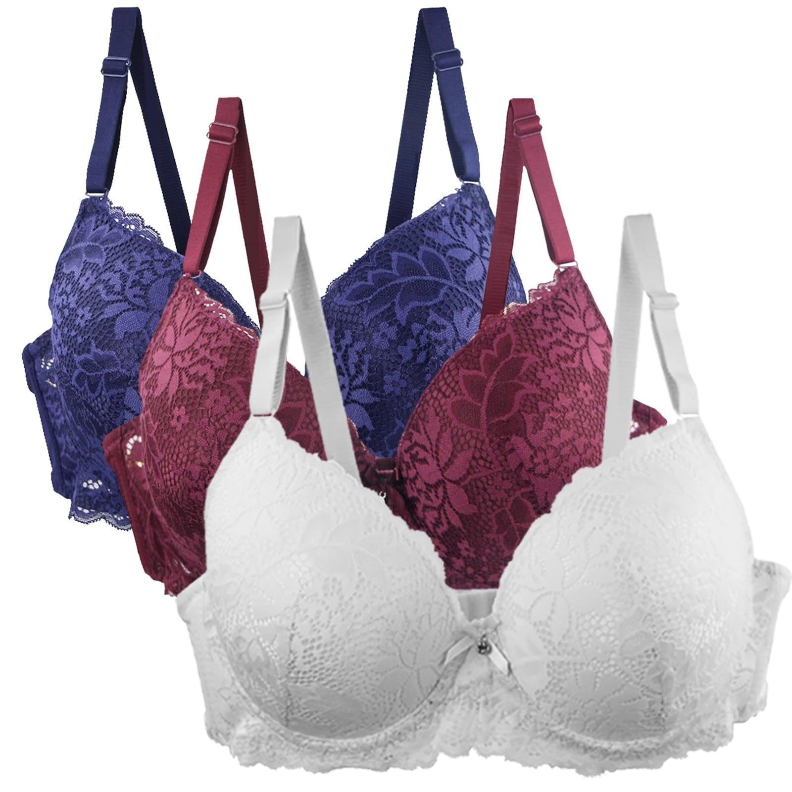 VISALY bra packs Bra and Underwear Sets for Women, Ladies Lace 3Pc ...