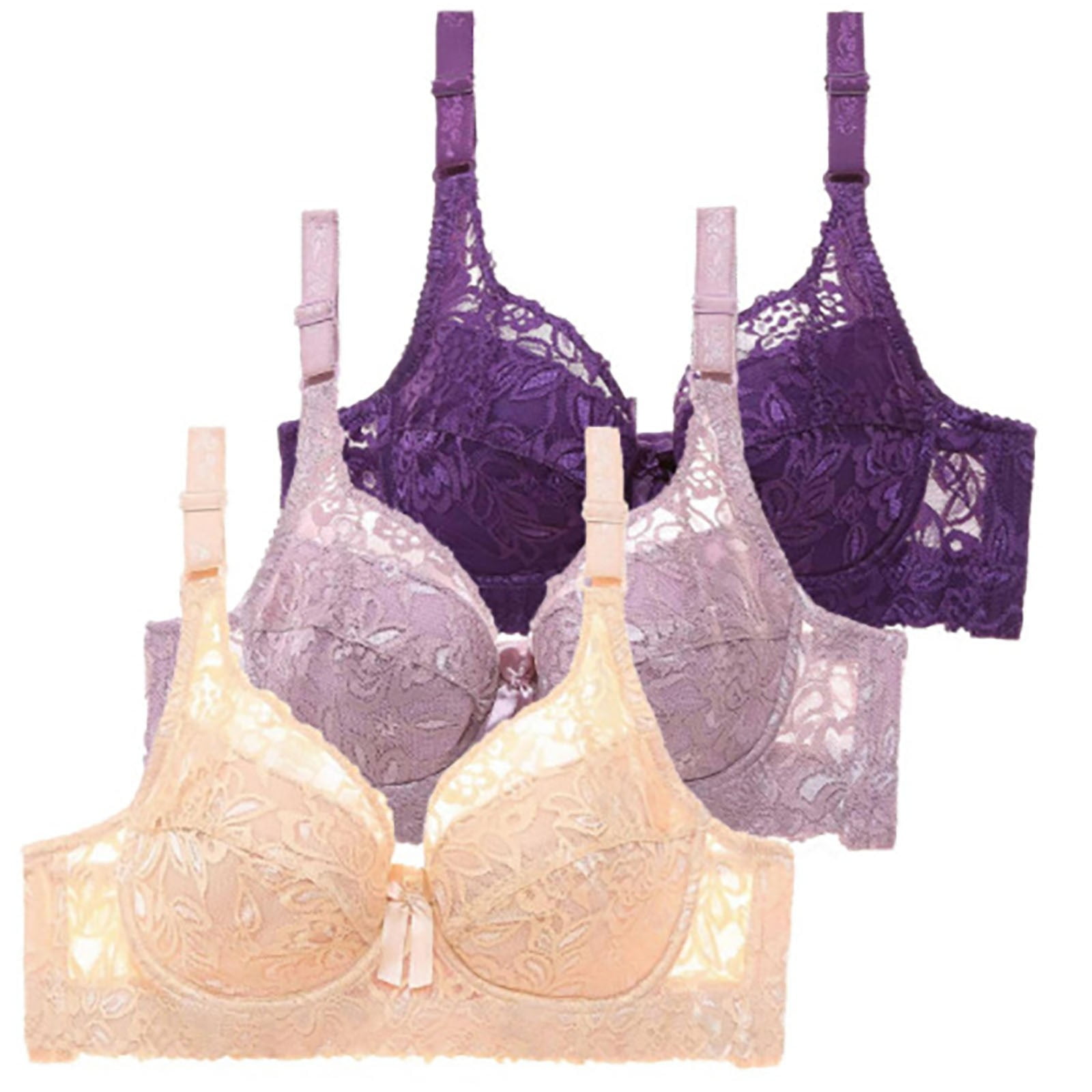 VISALY bra packs Plus Size Strapless Bras for Women, Three-Pack Lace Bras for Women High, Tank ...