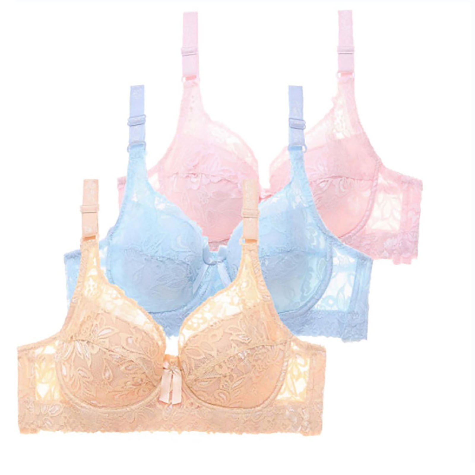 VISALY bra packs Plus Size Strapless Bras for Women, Three-Pack Lace ...