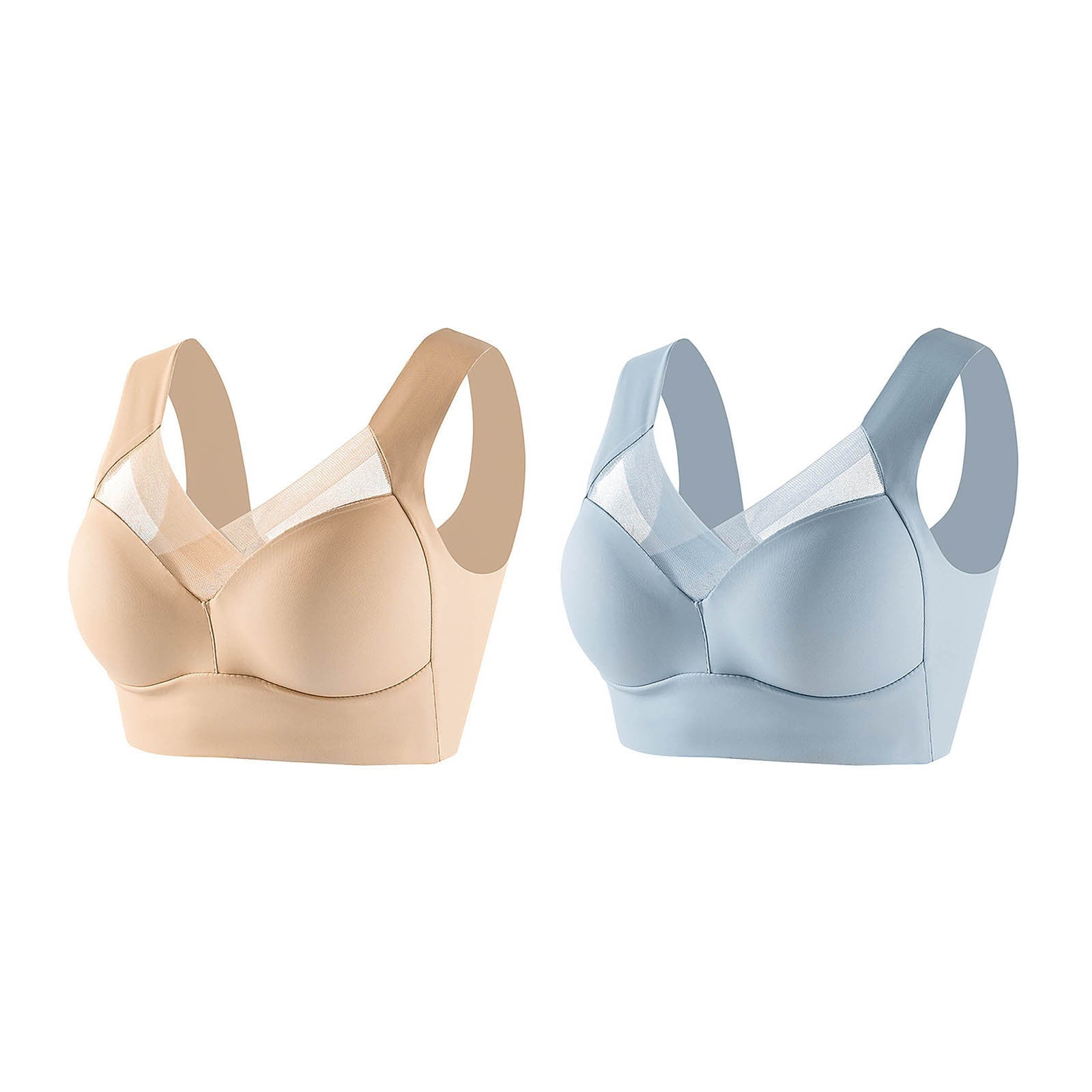 VISALY bra packs Wireless Pushup Bra for Women, Mixed Color 2 Pcs Vest ...