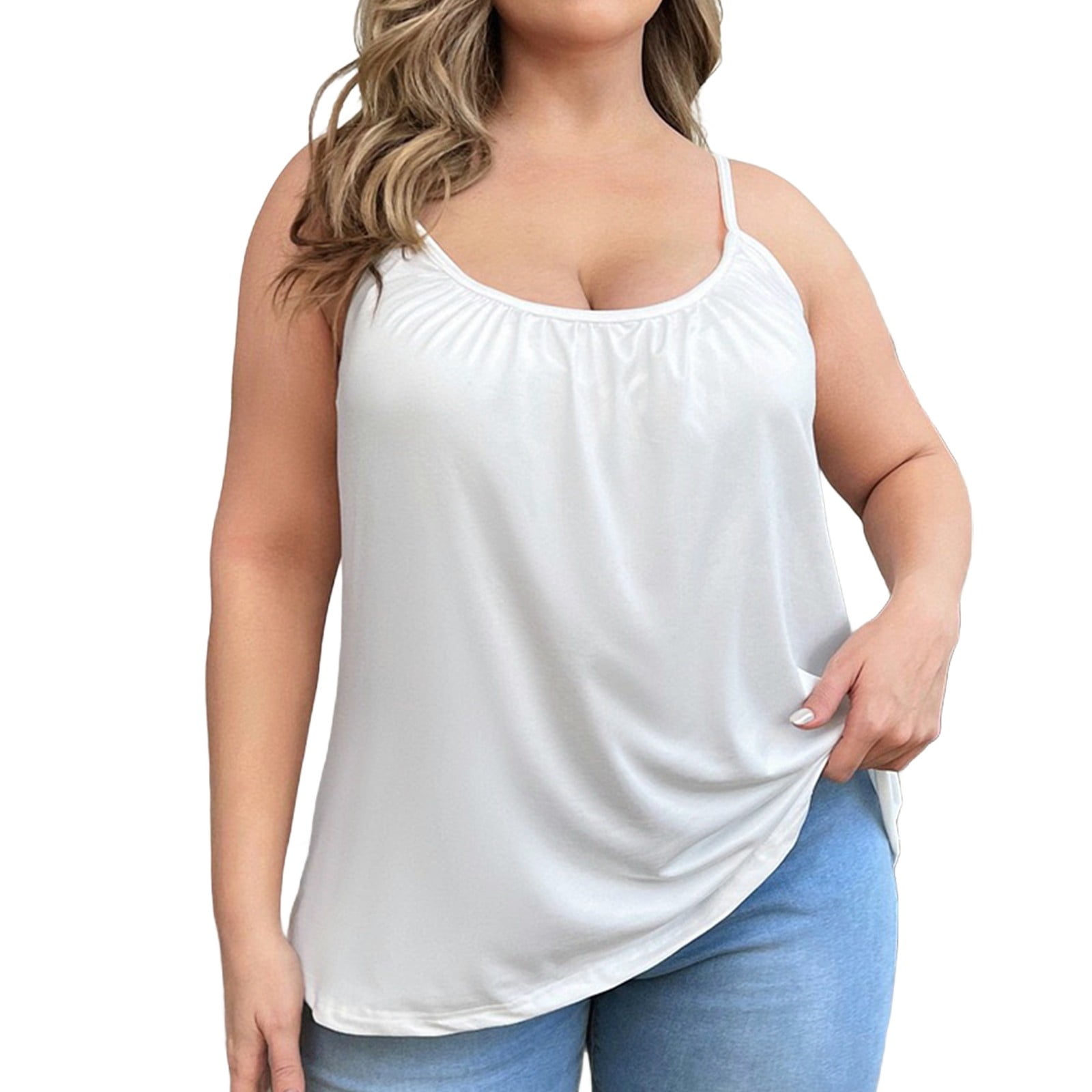 VISALY camisole tops for women built in bra Shelf bra tank tops for ...