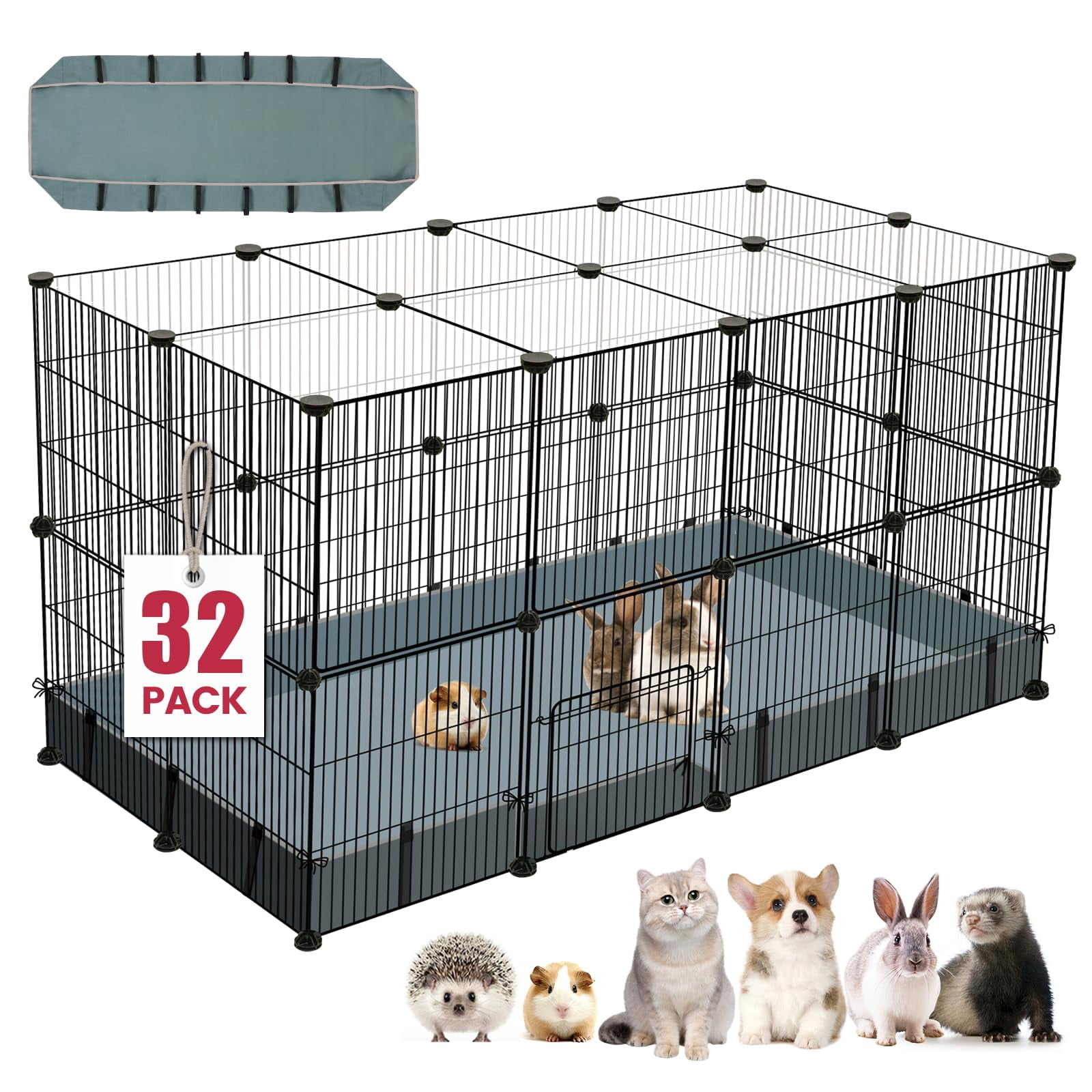 VISCOO 32 Panels Small Animal Playpen,Pet ATT1Playpen with Waterproof ...