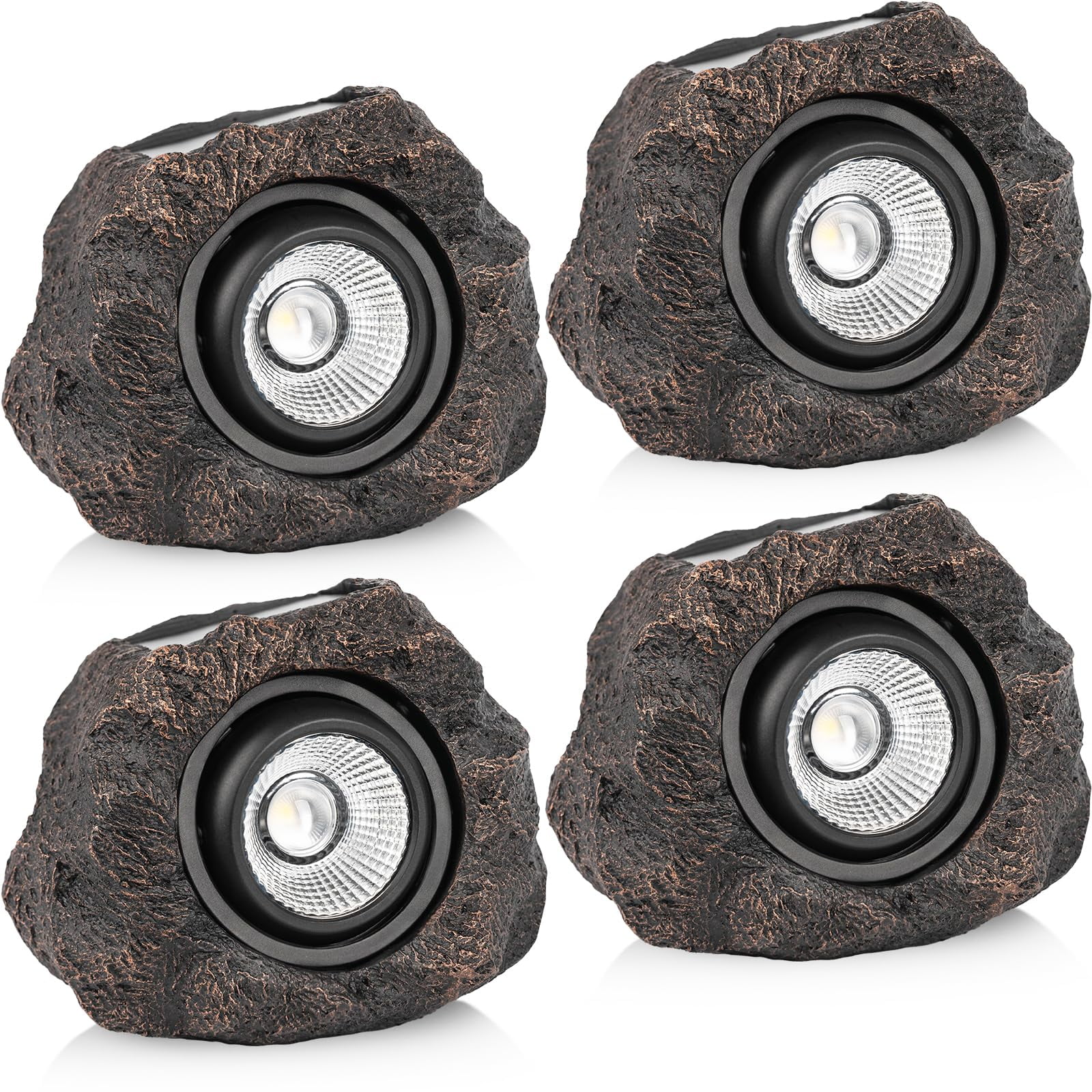 VISFLAIR Solar Rock Lights, 4 Pack Solar Powered Waterproof LED ...