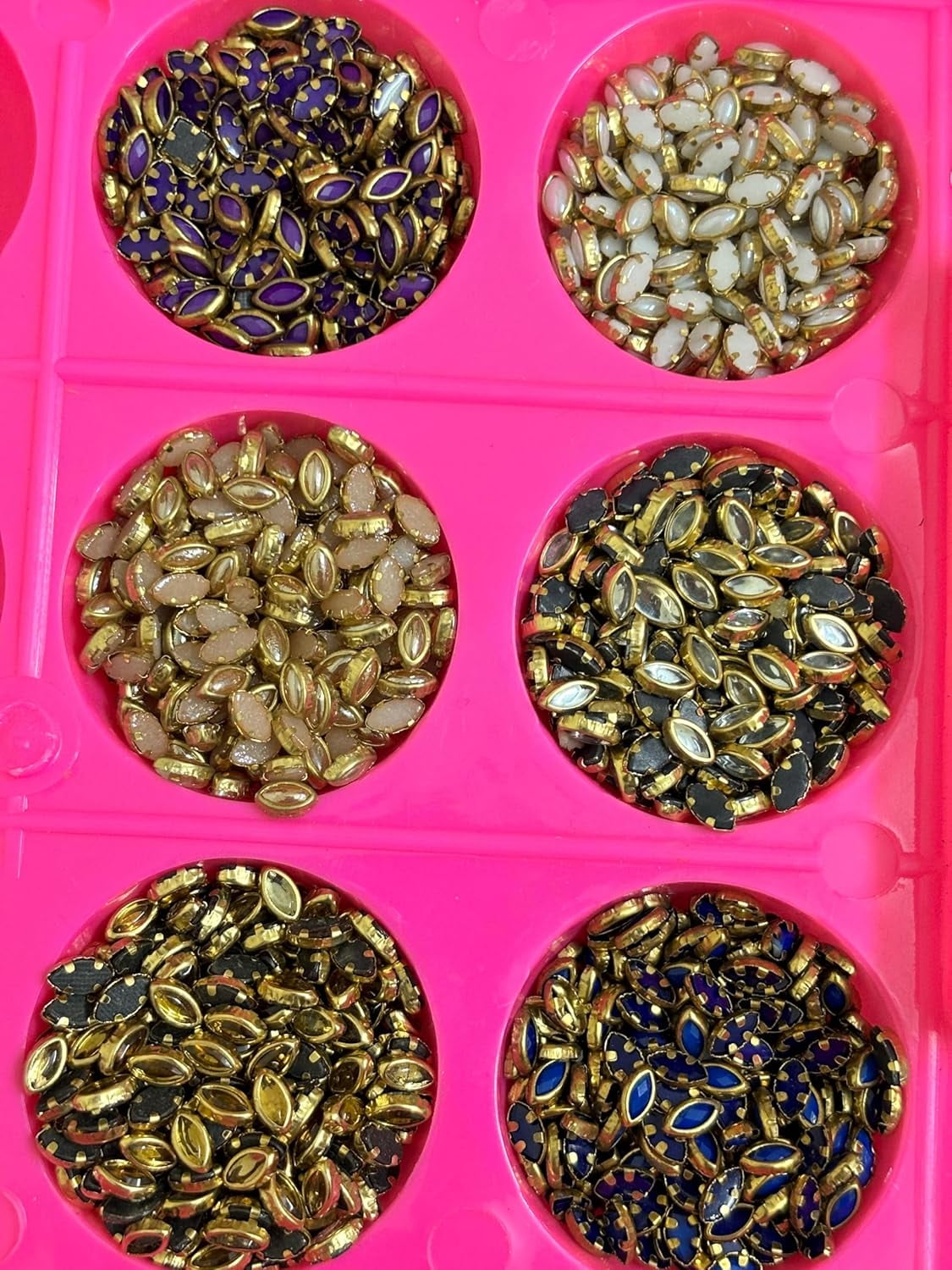 VISHAAN Eye Shape 7MM Stones 6 Colors Fancy Shape Kit with Storage Box ...