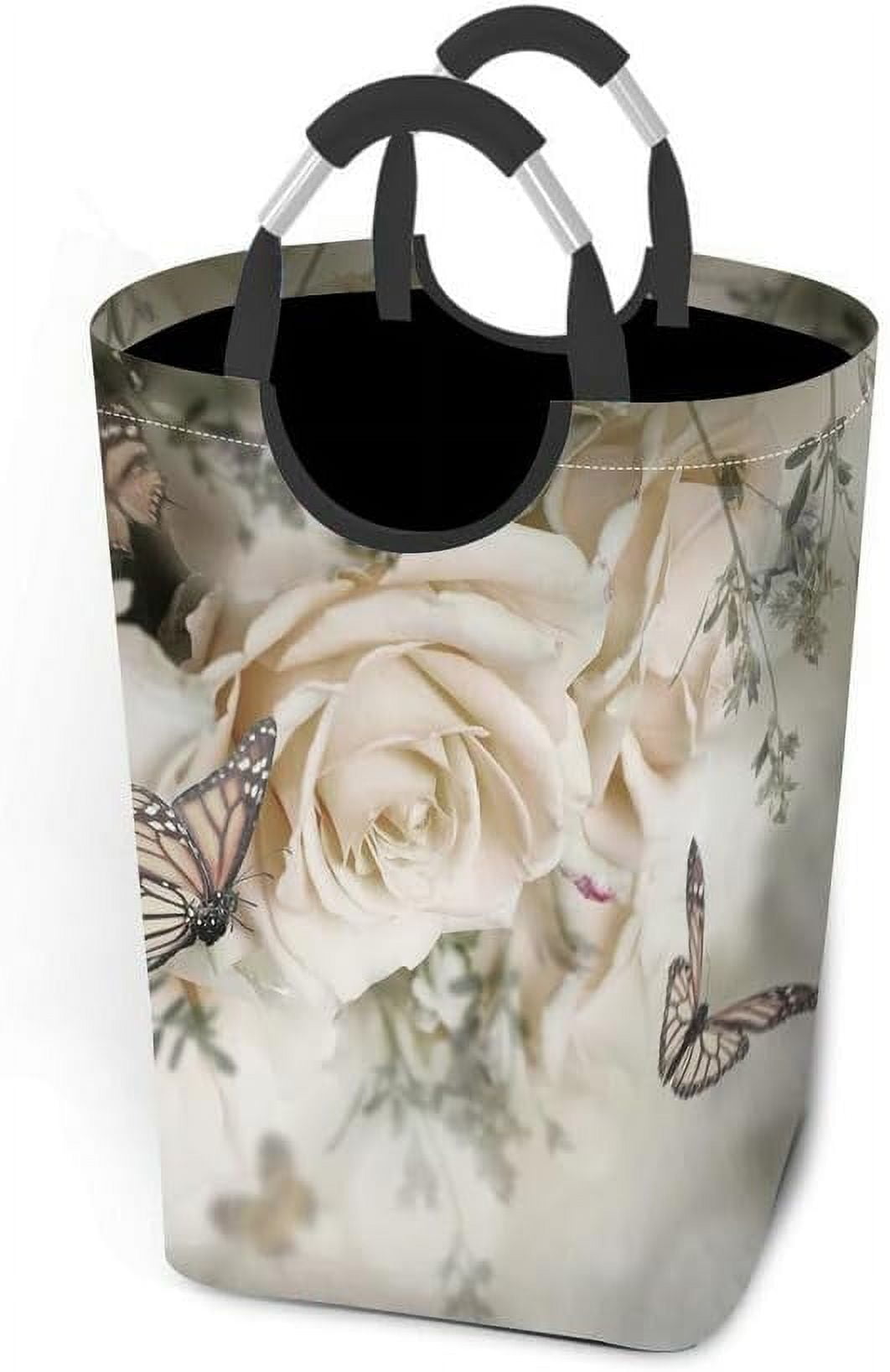 VISHUFASHION Laundry Basket 50L Beautiful Roses Butterfly Flower Floral ...