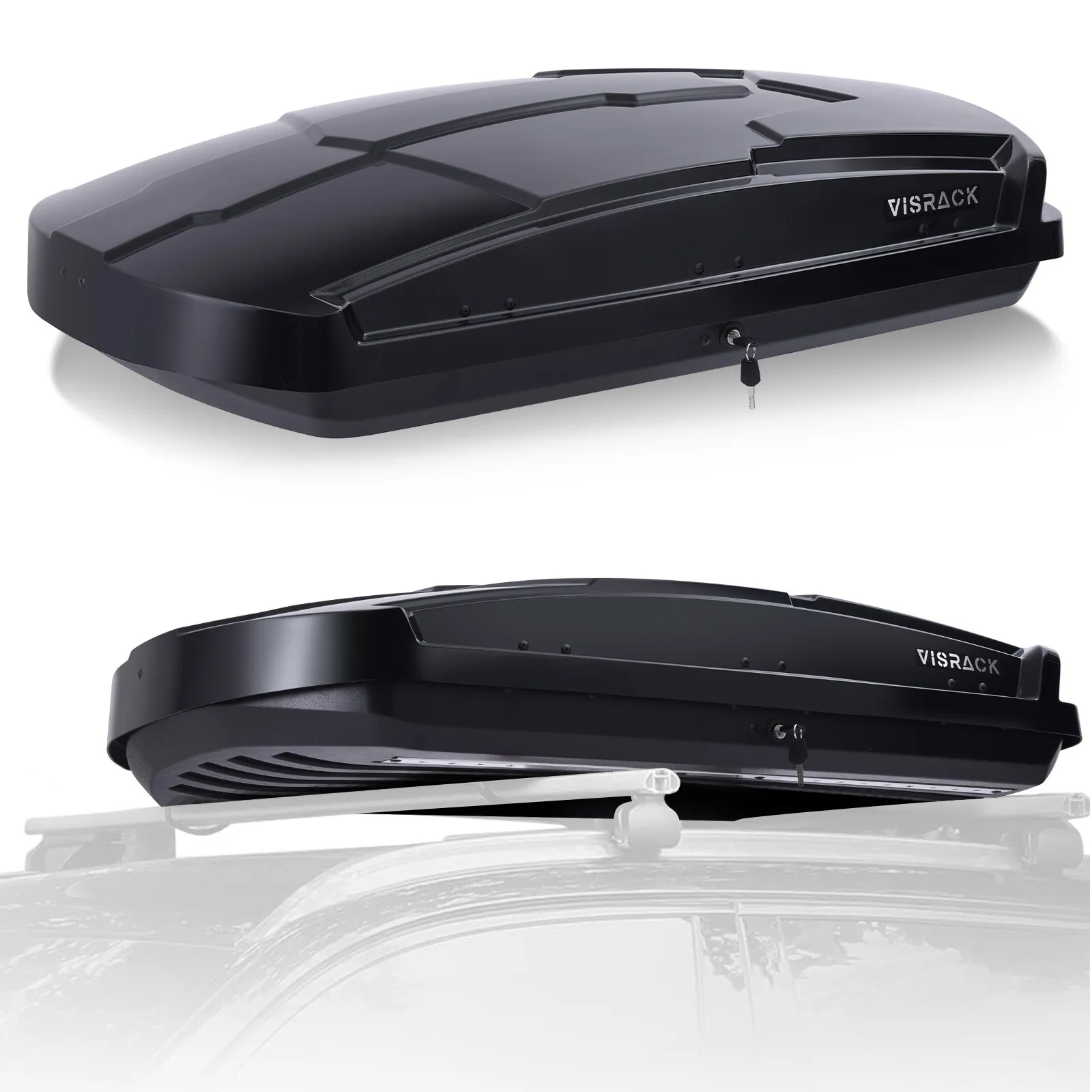 VISRACK 15 Cubic Feet Car Rooftop Cargo Box Carrier Roof Mount Travel ...