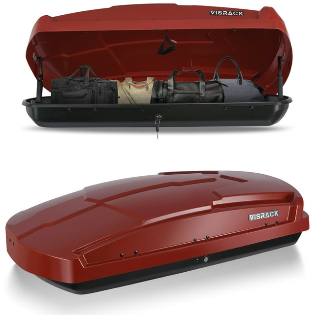 VISRACK Rooftop Cargo Box, Hard Shell Roof Cargo Carrier with Security ...