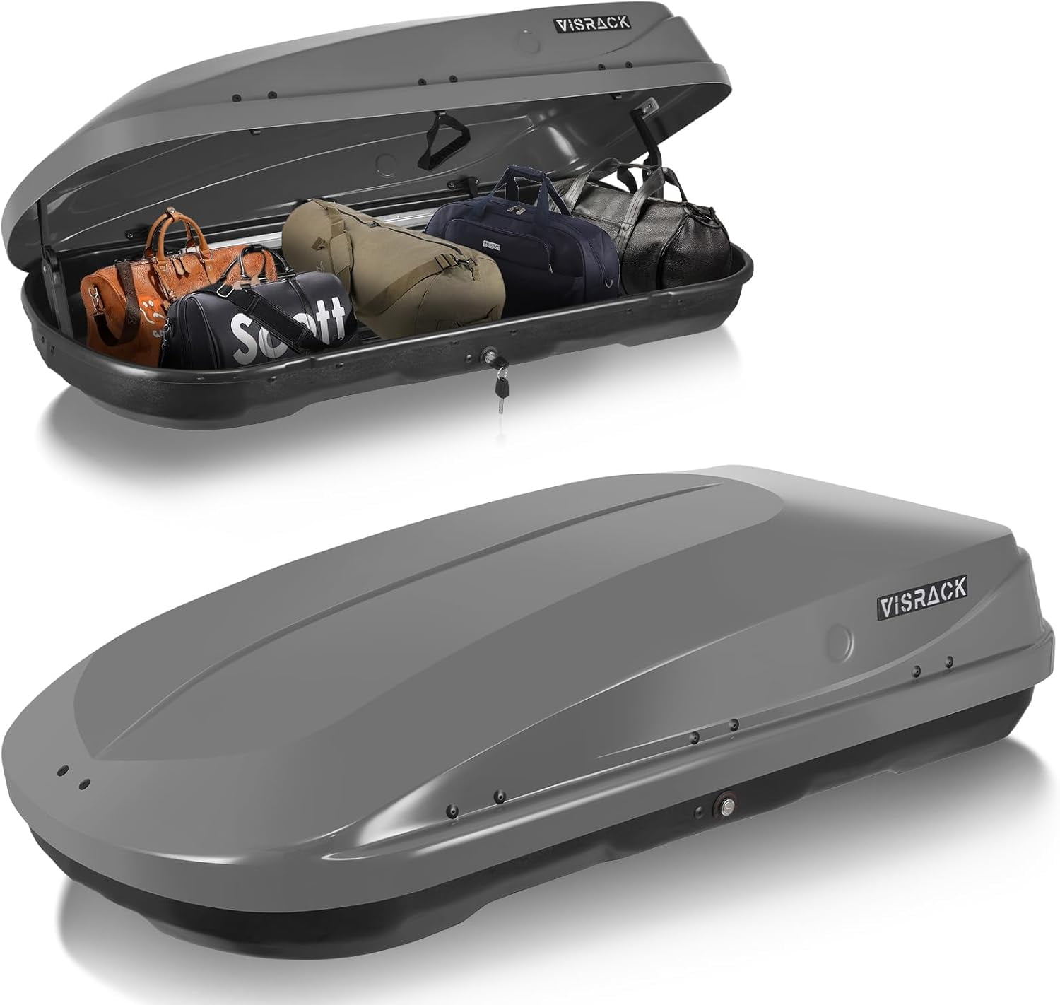 VISRACK Rooftop Cargo Carrier Box, Heavy Duty Hard Shell Roof with ...