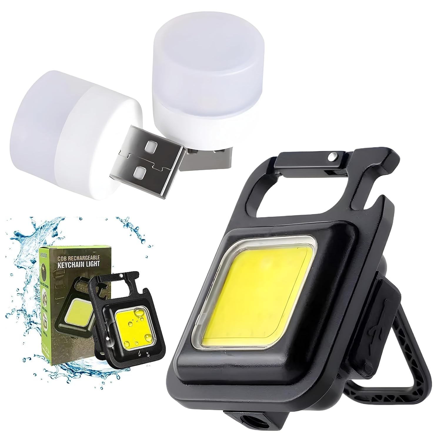VISUAL ARREST Rechargeable COB Keychain Flash Light Super Bright Mini ...