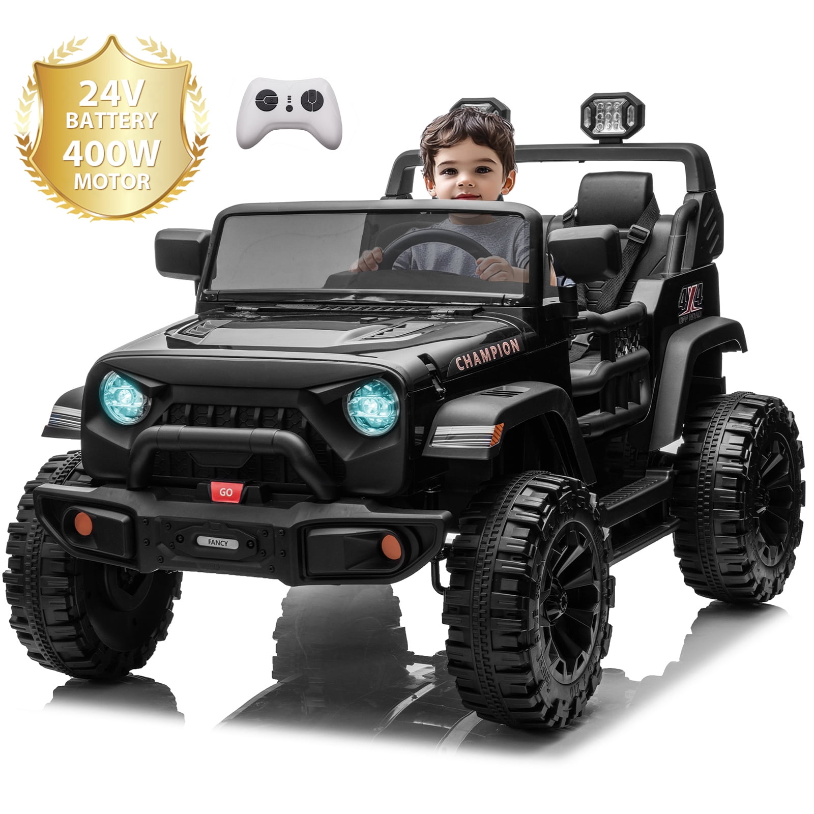 VISWILD 24V Kids Ride on Toy Car, 2 Seater 400W Electric Jeep with ...