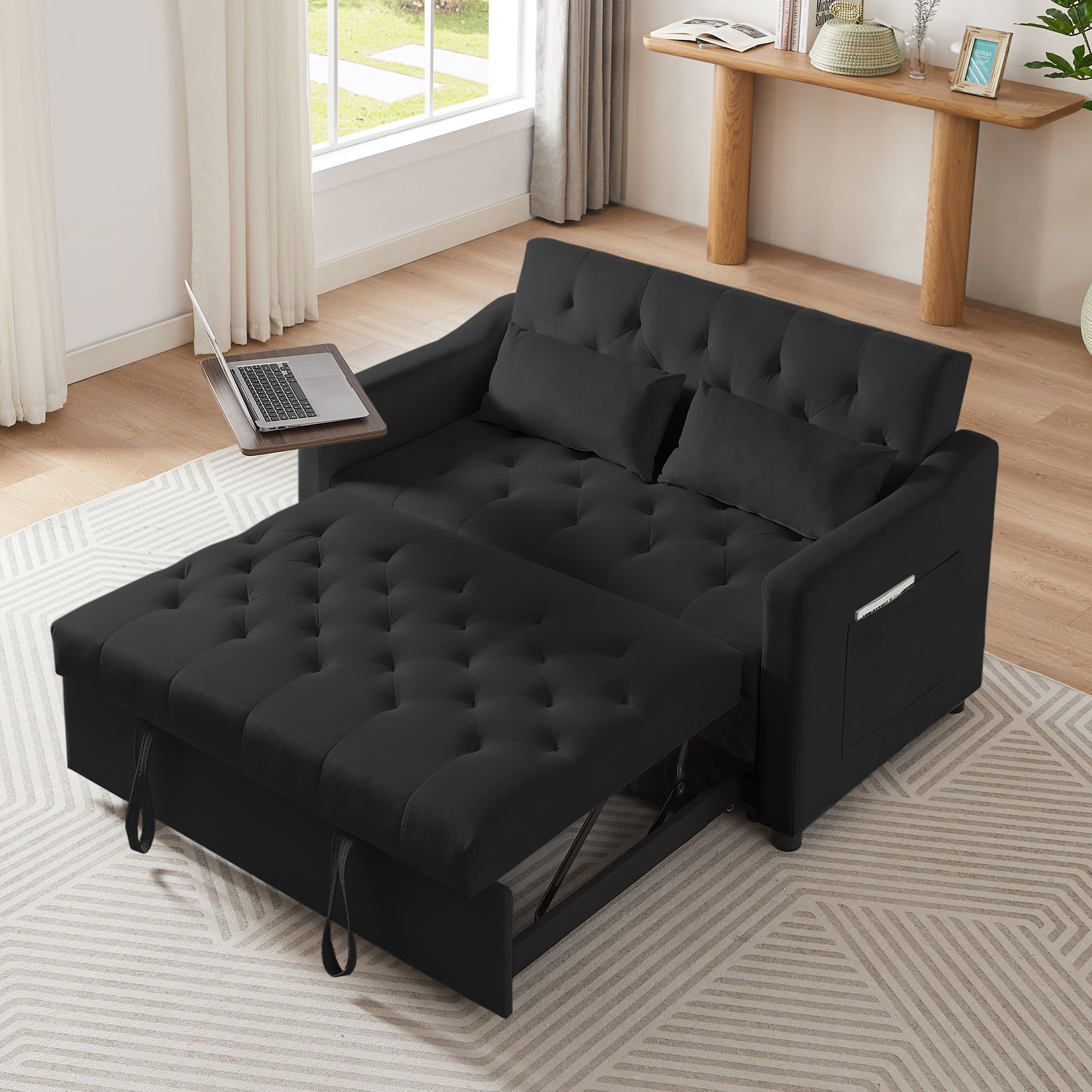 VISWILD 3 in 1 Convertible Sofa Bed, Pull Out Sofa Bed With Small Table ...