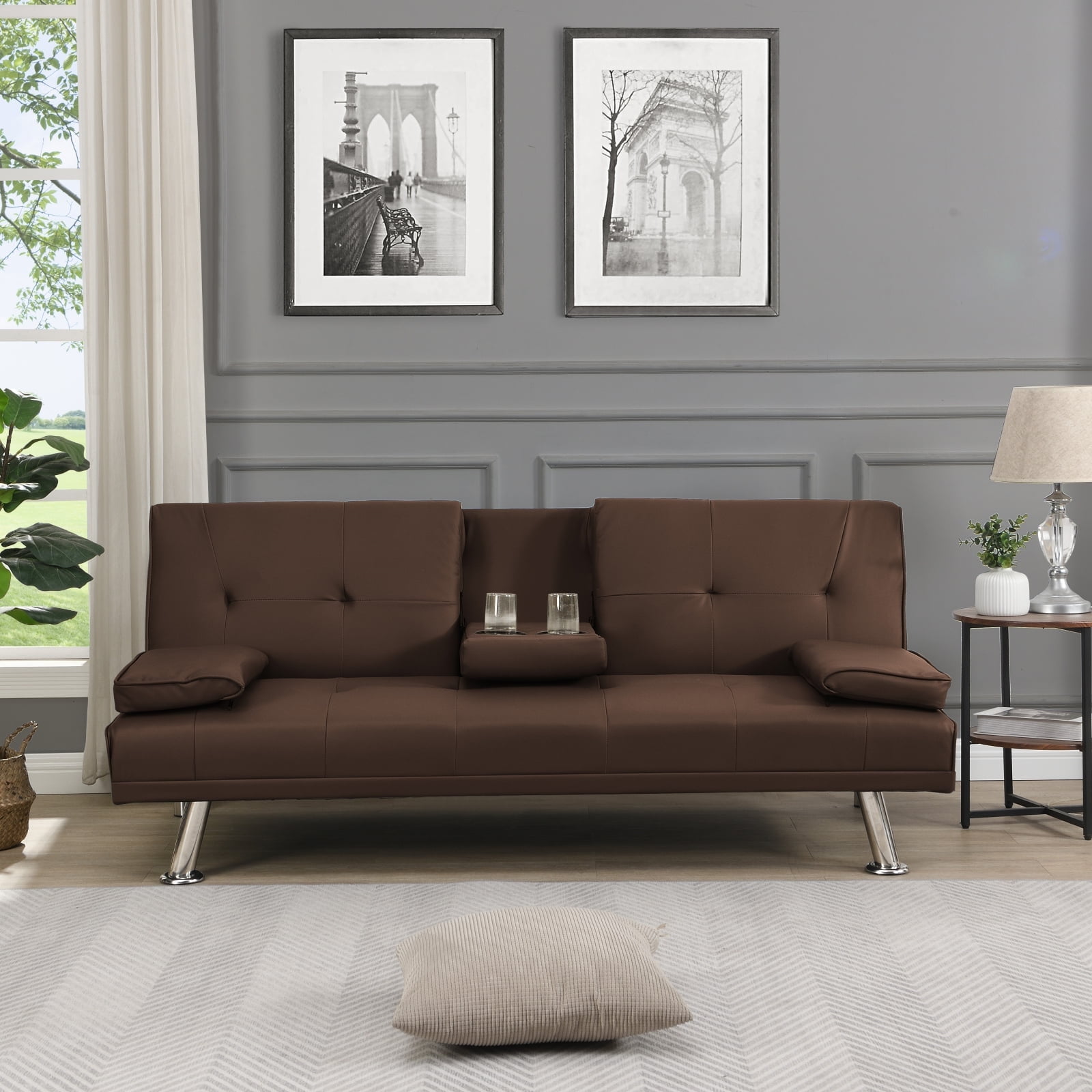 VISWILD Multi-Function Sofa-Bed with Adjustable Backrest - Reclining ...