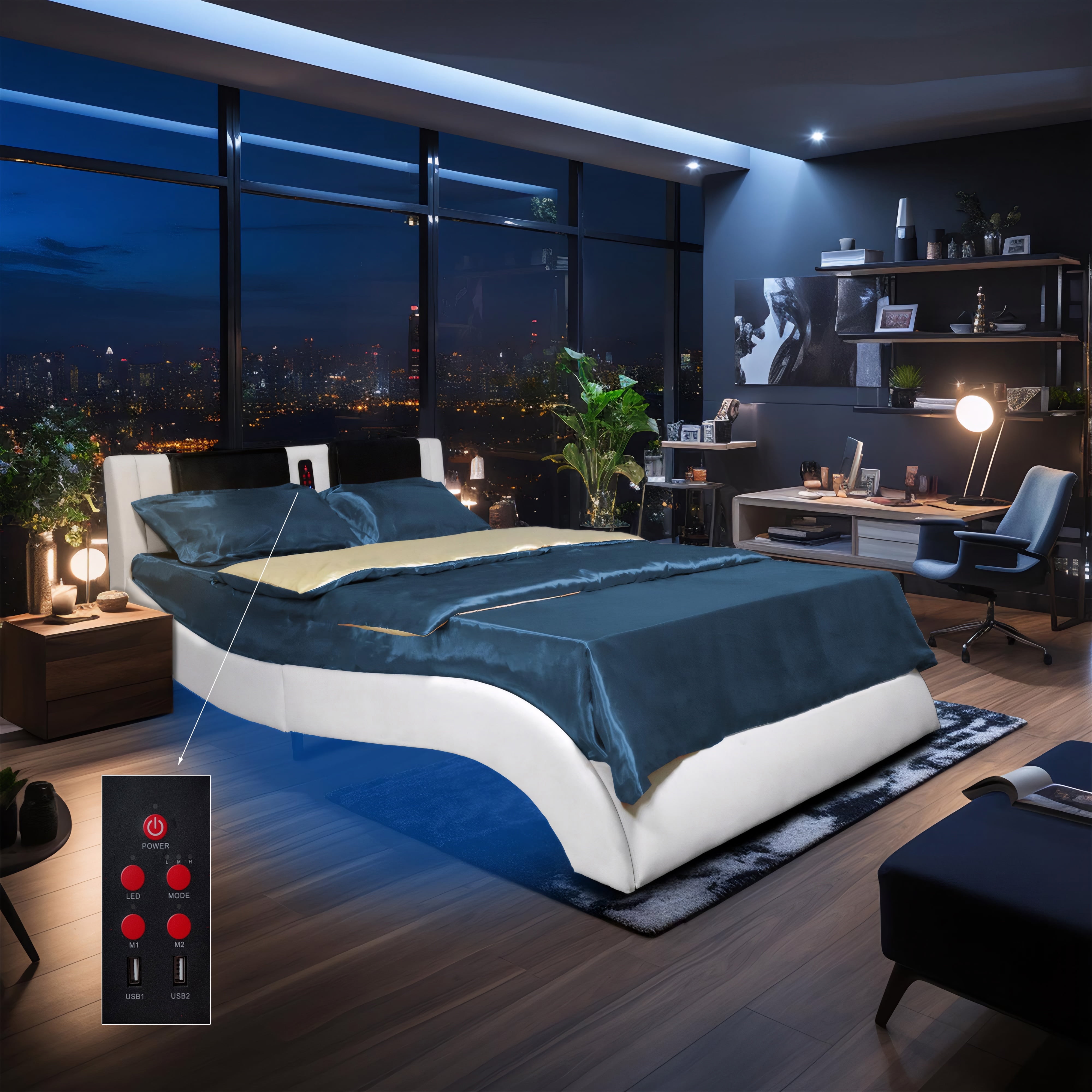 VISWILD Queen Bed Frame, Streamlined Smart Bed Frame, Bluetooth Music ...