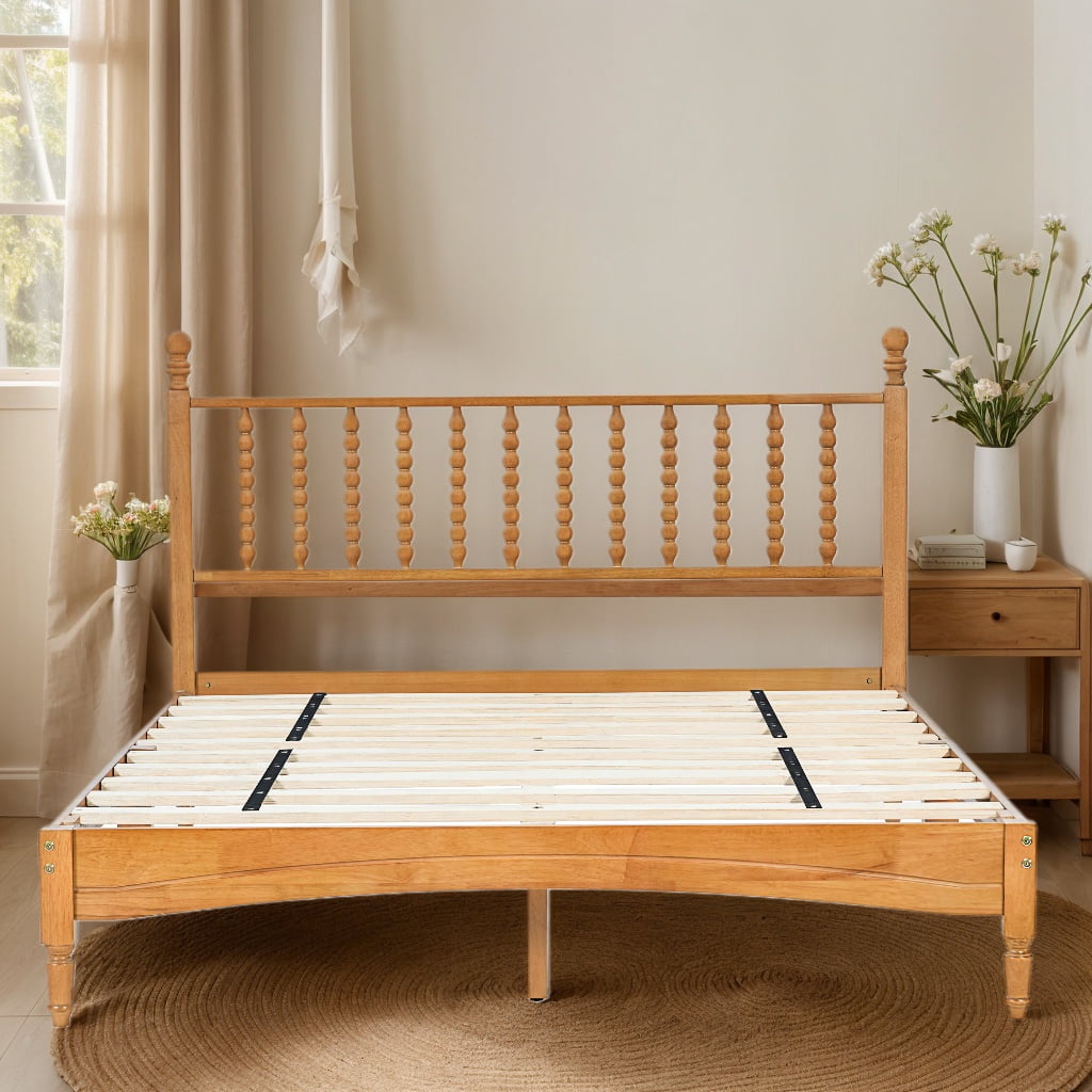 VISWILD Queen Wood Bed Frame - Premium Rubber Wood, Easy Assembly ...
