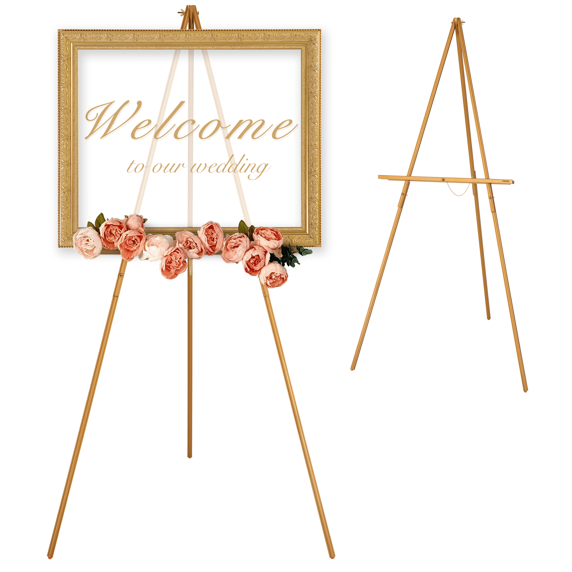 VISWIN 1 Pcs 63" Golden Wooden Tripod Display Easel Stand for Wedding ...