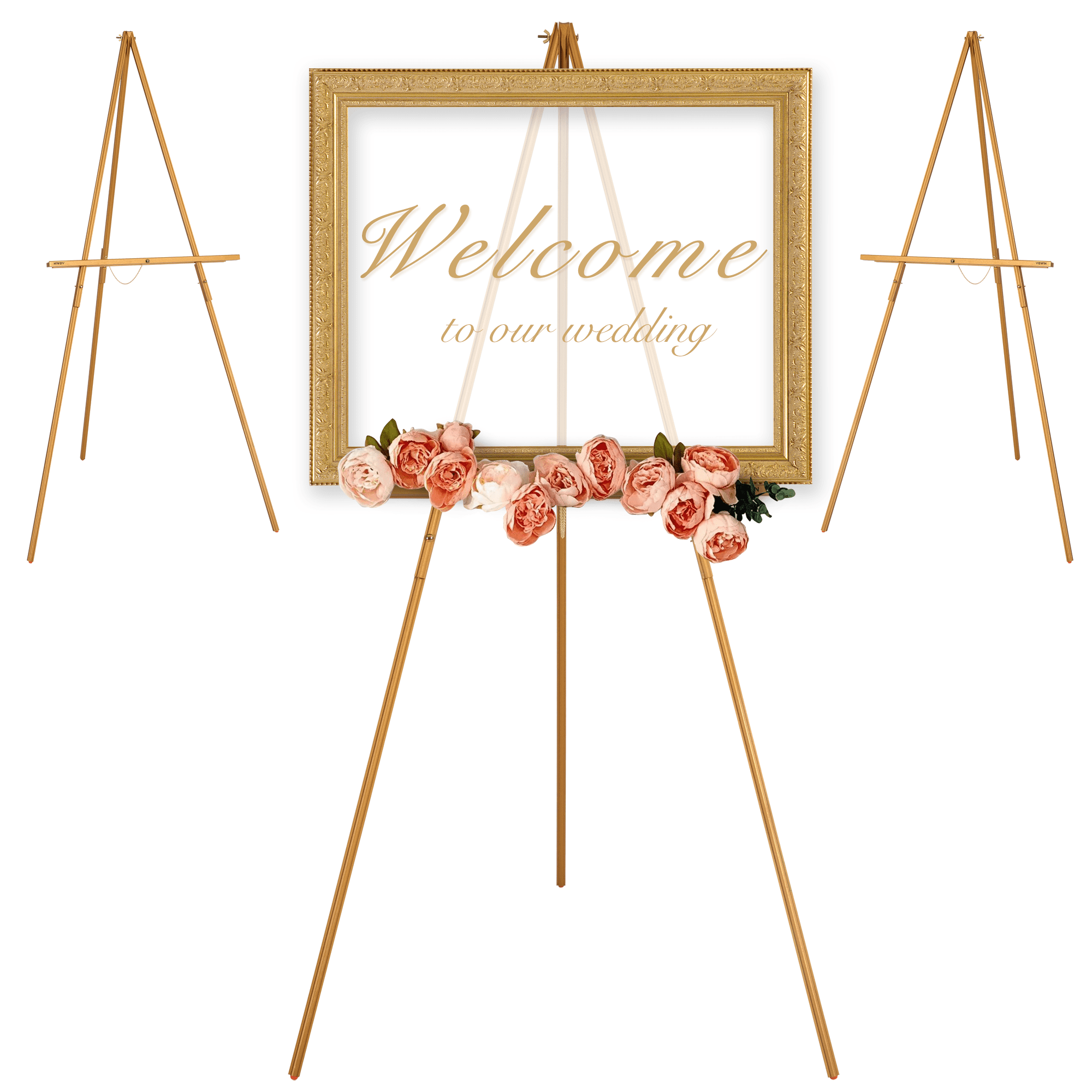 VISWIN 3 Pcs 63" Golden Wooden Tripod Display Easel Stand for Wedding Sign, Poster - Walmart.com