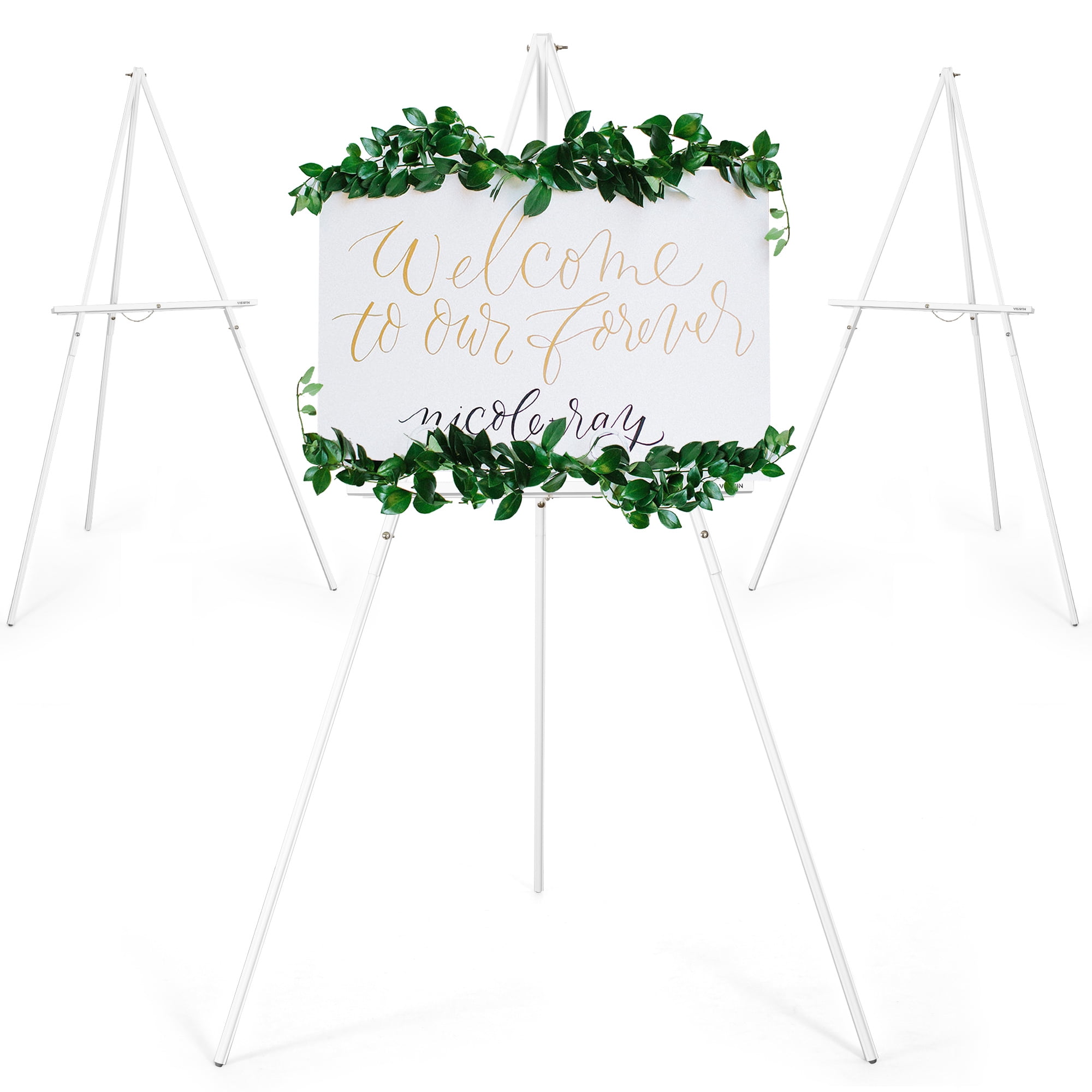 VISWIN 3 Pcs 63" White Wooden Tripod Display Easel Stand for Wedding ...