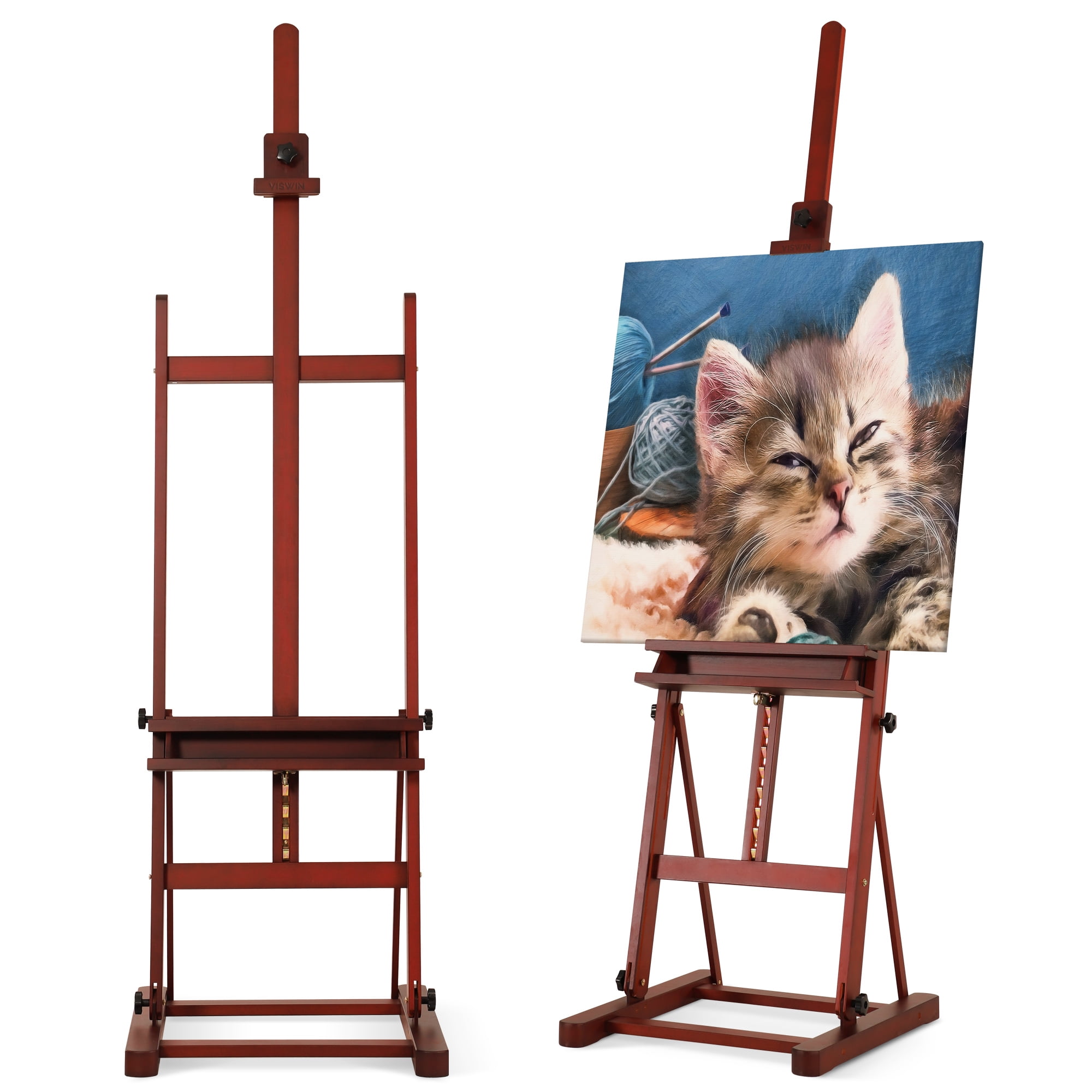 VISWIN Medium H-Frame Easel 67" to 95"H, Hold Canvas Up to 49"-Walnut ...