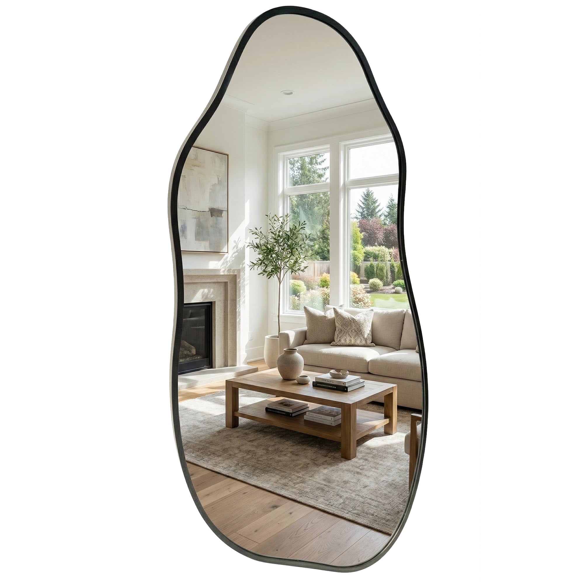 VITALOOM Irregular Wall Mirror 30"x16.5", Small Asymmetrical Mirror for ...