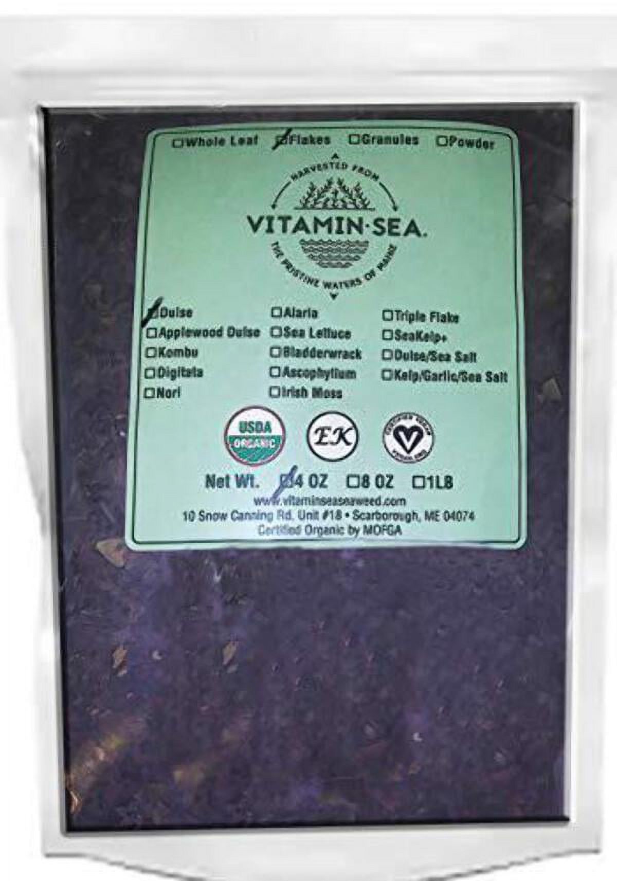 VITAMINSEA Organic Raw Dulse Flakes - 4 OZ - Atlantic Seaweed Vegan ...
