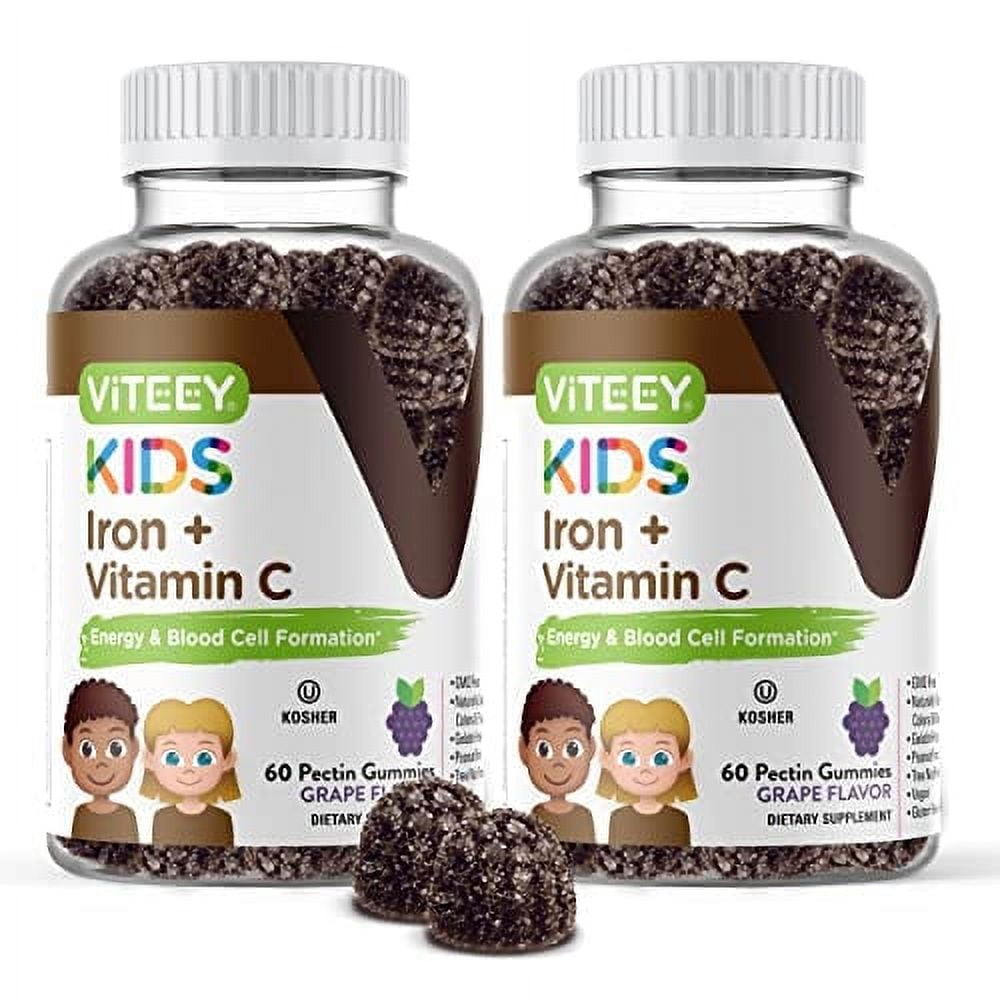 VITEEY Iron Gummies for Kids with Vitamin C, Energy & Blood Cell ...