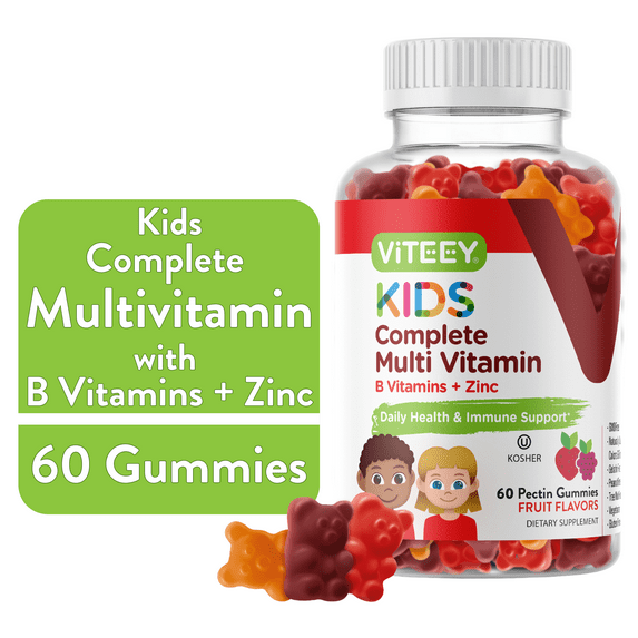VITEEY Kids Multivitamin Gummies for Immune Support, Fruit Flavor, 60 ...