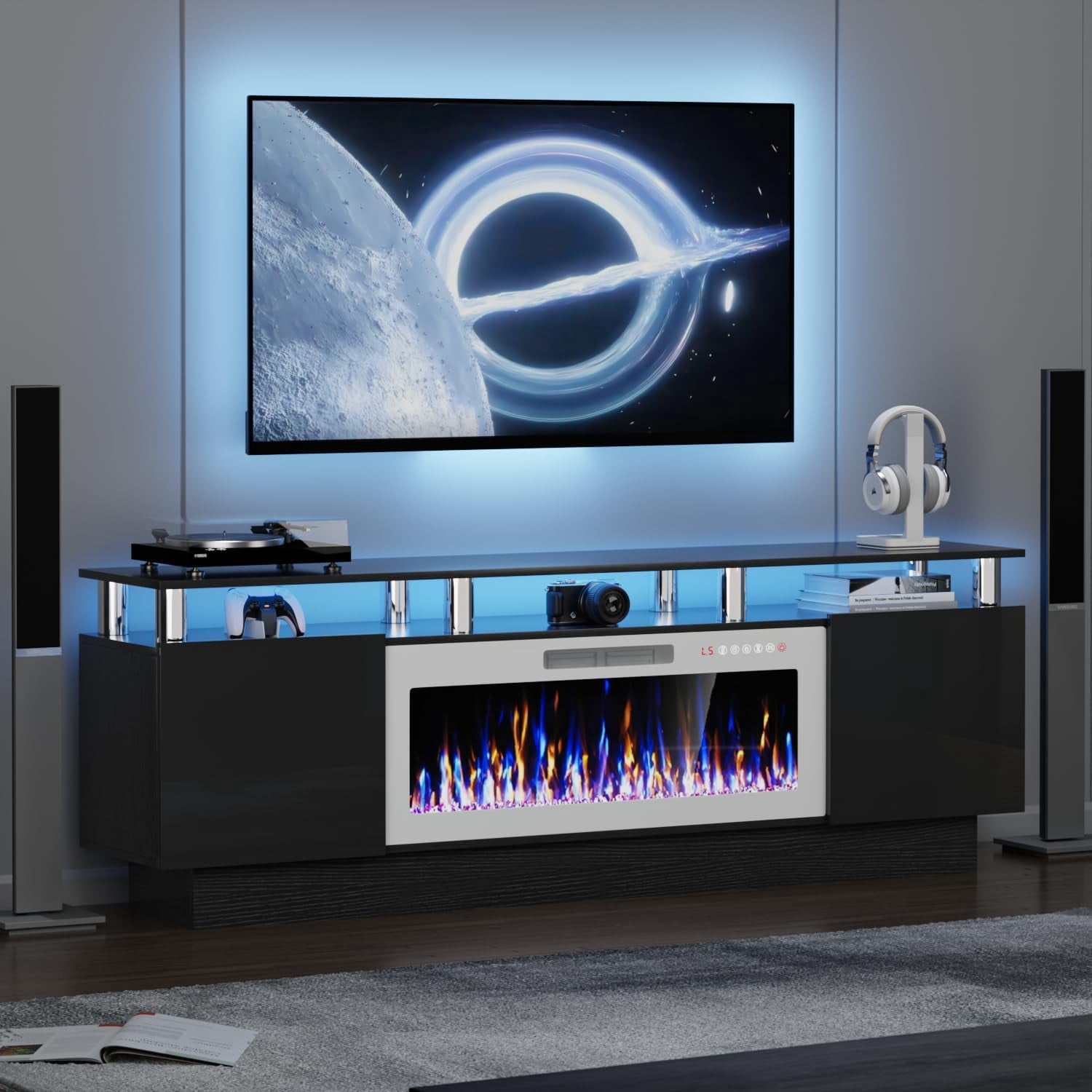 VITESSE 70" Fireplace TV Stand with 36" Electric Fireplace for TVs Up ...