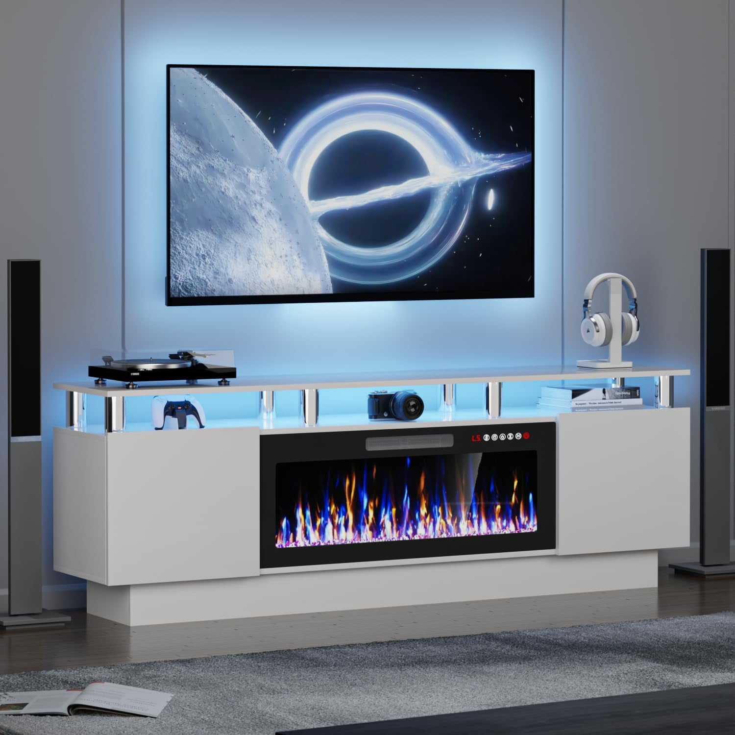 VITESSE 70" Modern Fireplace TV Stand with 36" Electric Fireplace for ...