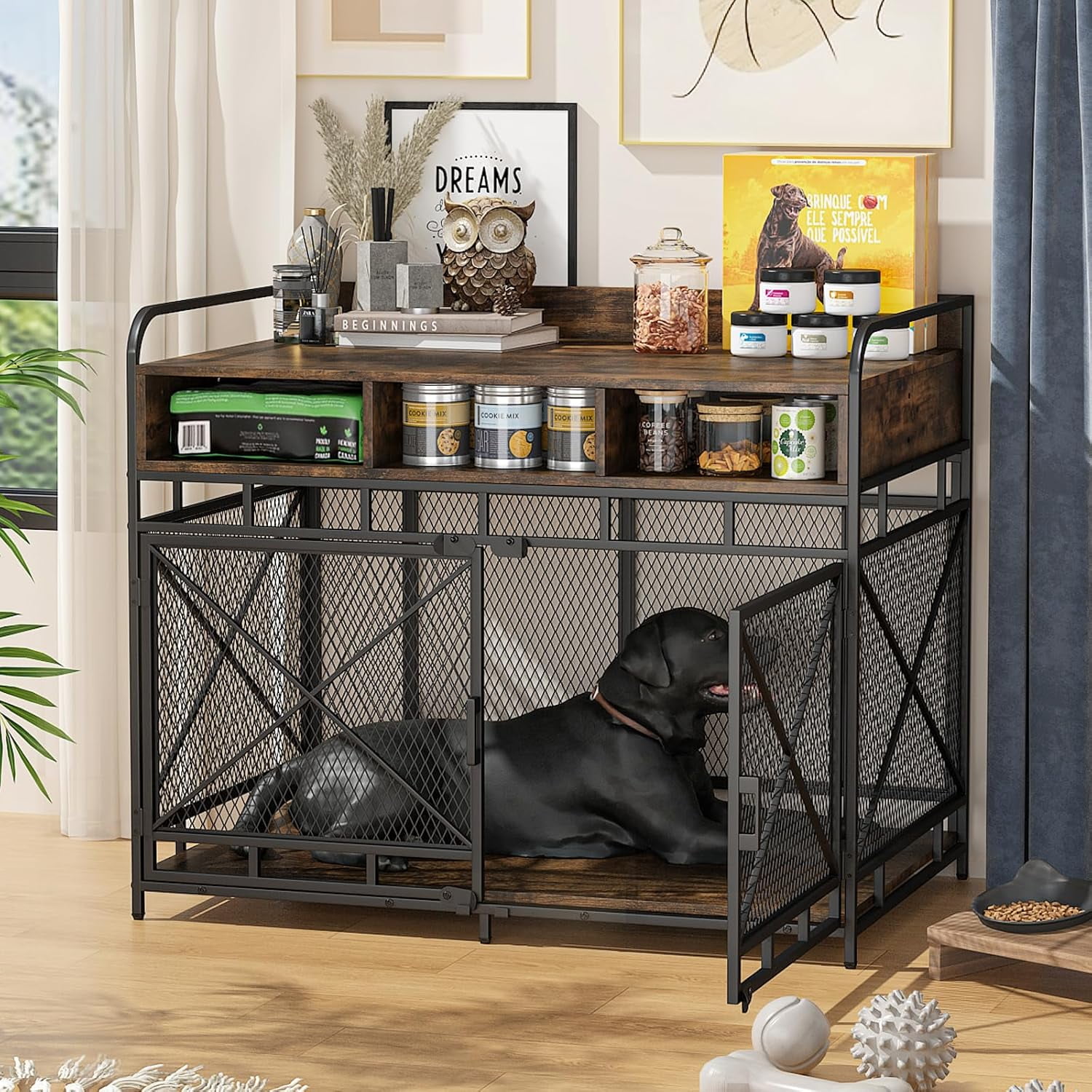 VITESSE Large Dog Crate Furniture, 42 Inch Heavy Duty Dog Crate with ...