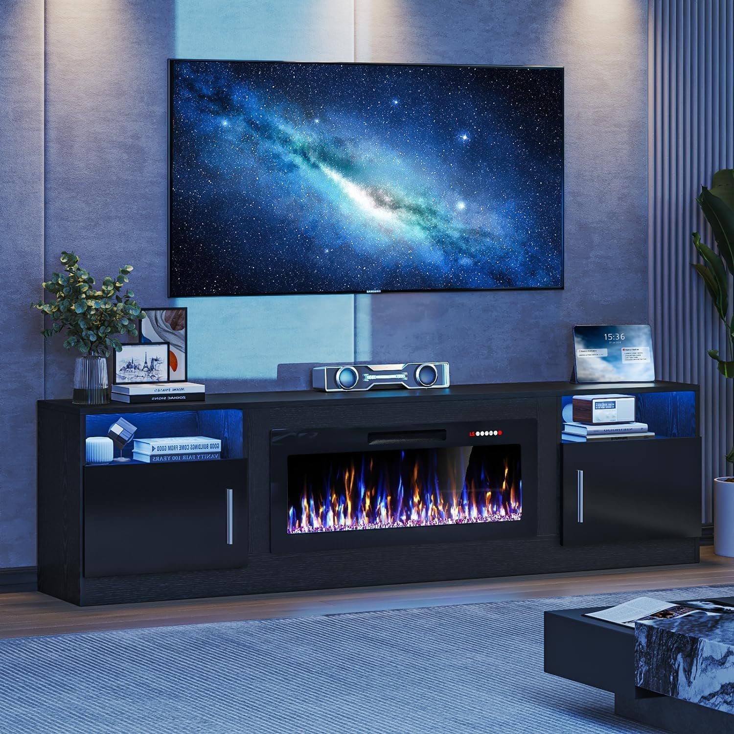 VITESSE TV Stand with 36" inch Electric Fireplace Up to 90" TVs, LED ...