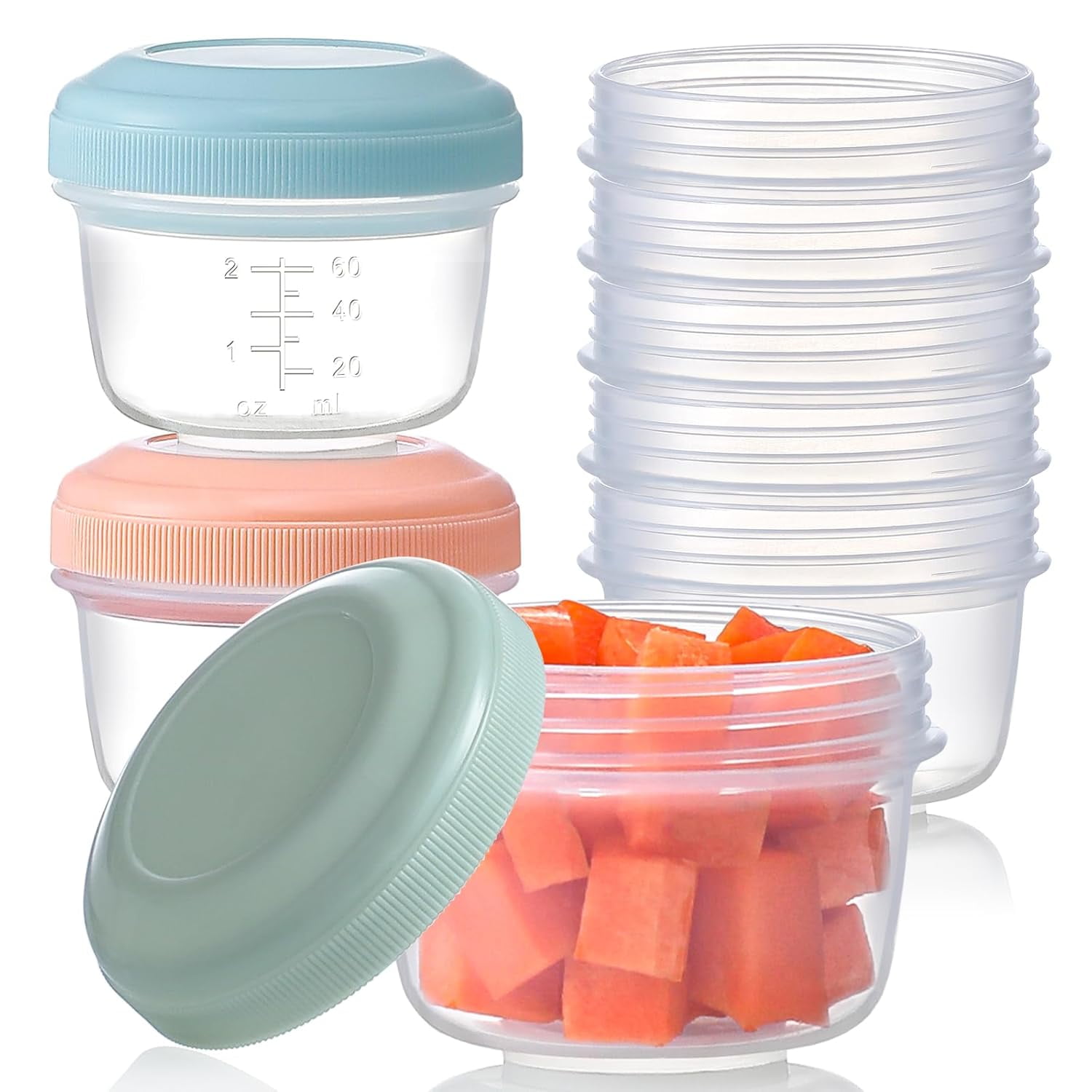 VITEVER [16 Pack] 4 oz Small Containers with Lids, Reusable Plastic ...