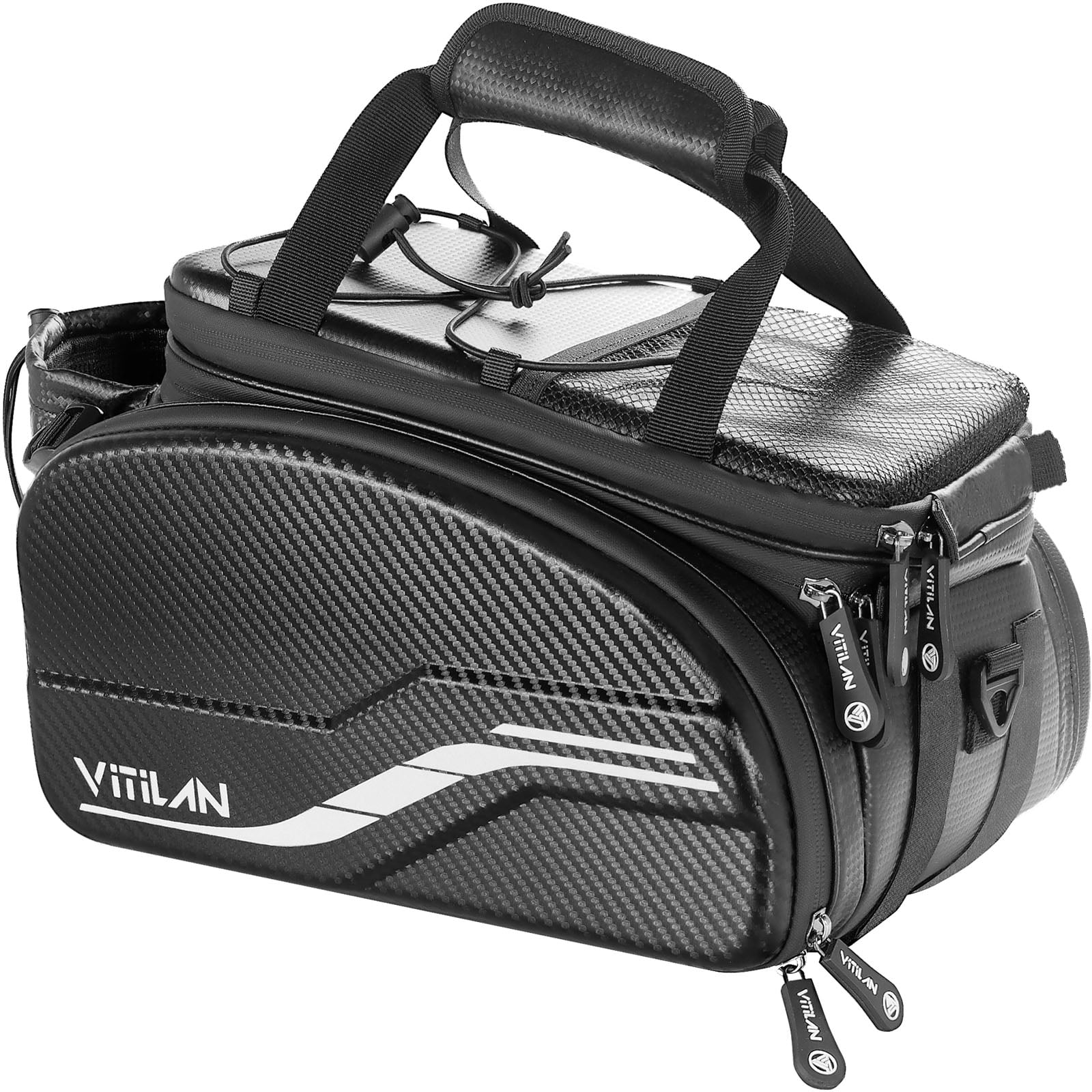 VITILAN Bike Trunk Bag, 35L Bicycle Bag For Rear Rack,Carbon Leather ...