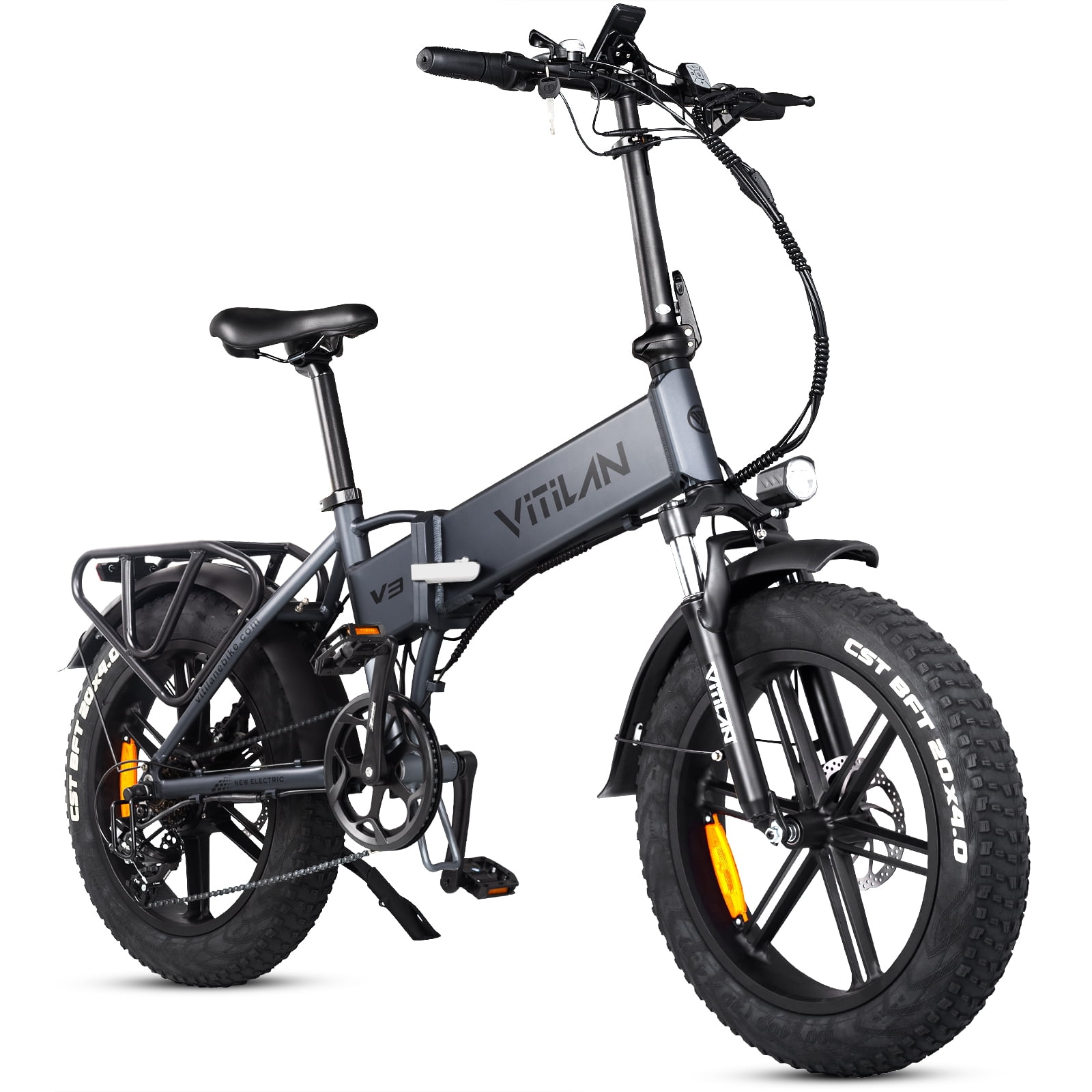 VITILAN V3 2.0 750W Adult Electric Bike, 20 Inch 4.0 Fat Tire Folding ...