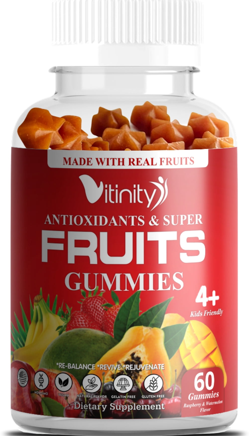 Vitinity Superfruit Gummies, 60 Chews, Zinc, Antioxidants, Detox ...