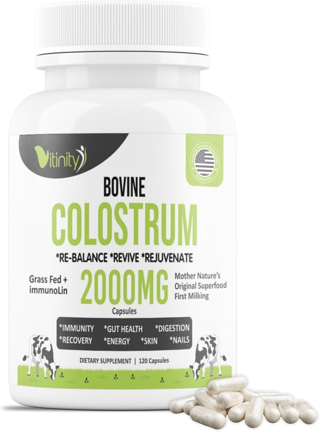 VITINITY Grass-Fed Bovine Colostrum Capsule – IgG Colostrum Supplement ...