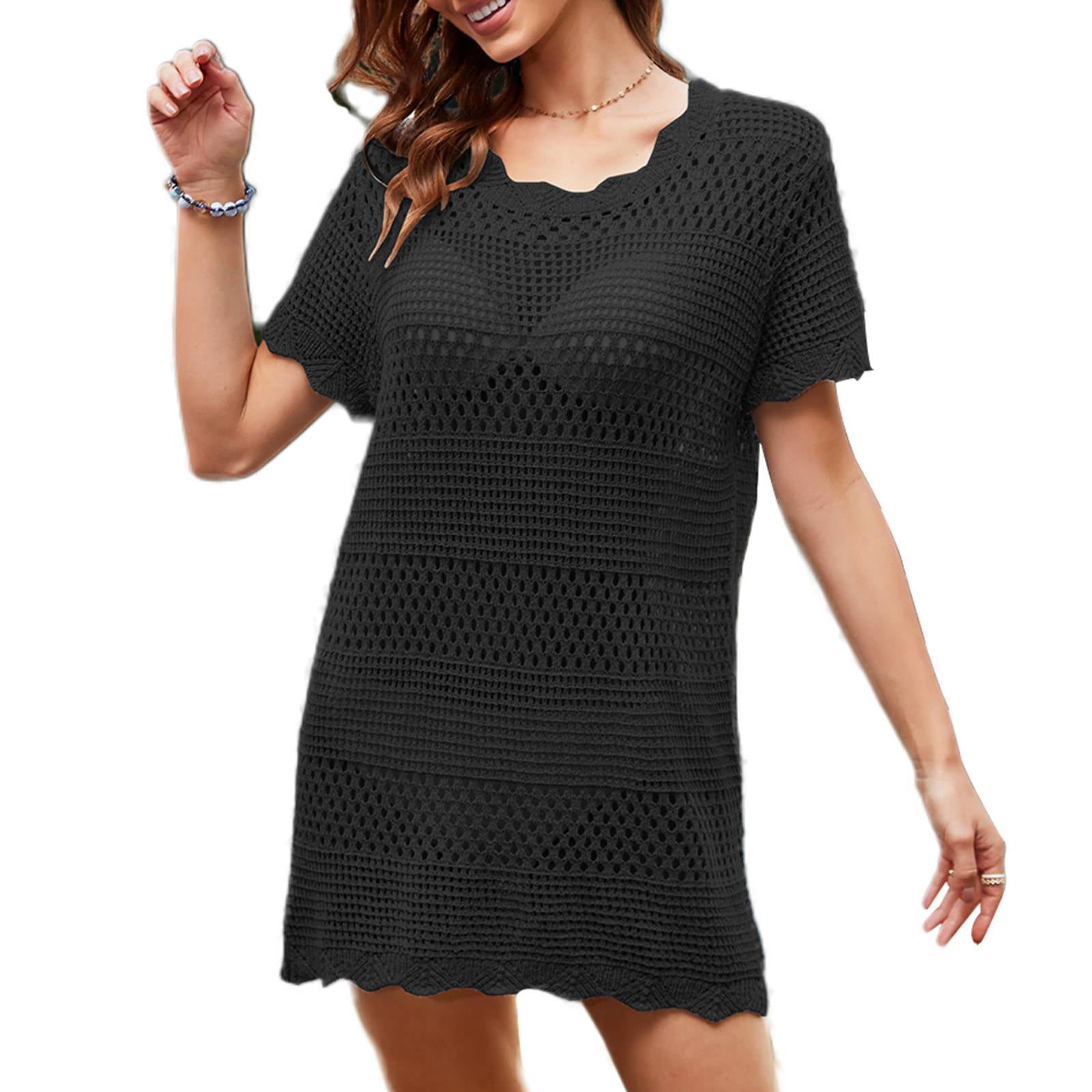 VITOMOR Shift Casual Short Sleeve Cover Up Mini Dress (Women's ...