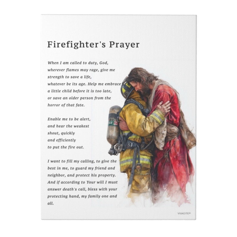 VIVACITE Christian Canvas Wall Art - Firefighter's Prayer Christian Art ...