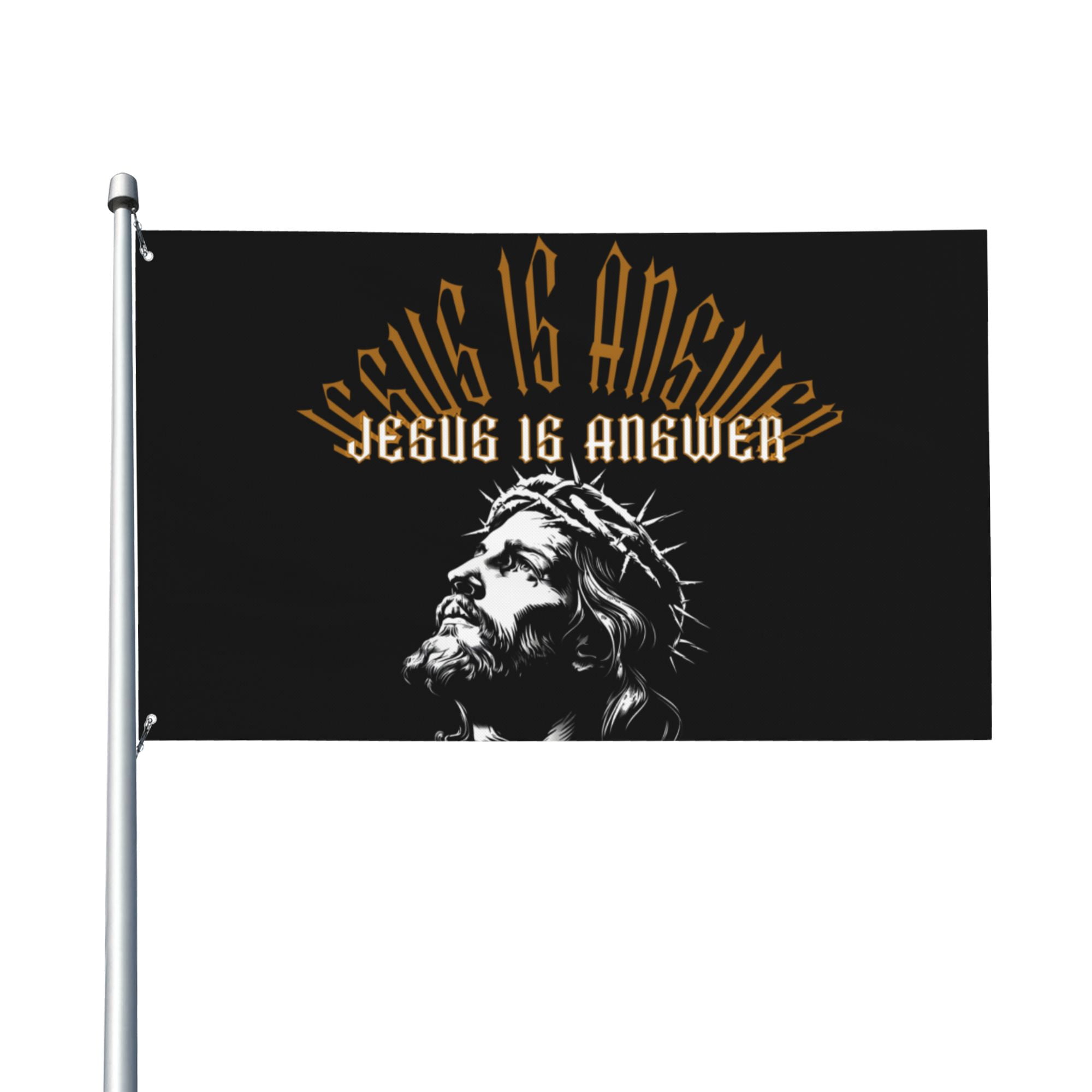 VIVACITE Jesus Is Answer Flag Jesus Flag Christian Flag 3x5 Outdoor ...