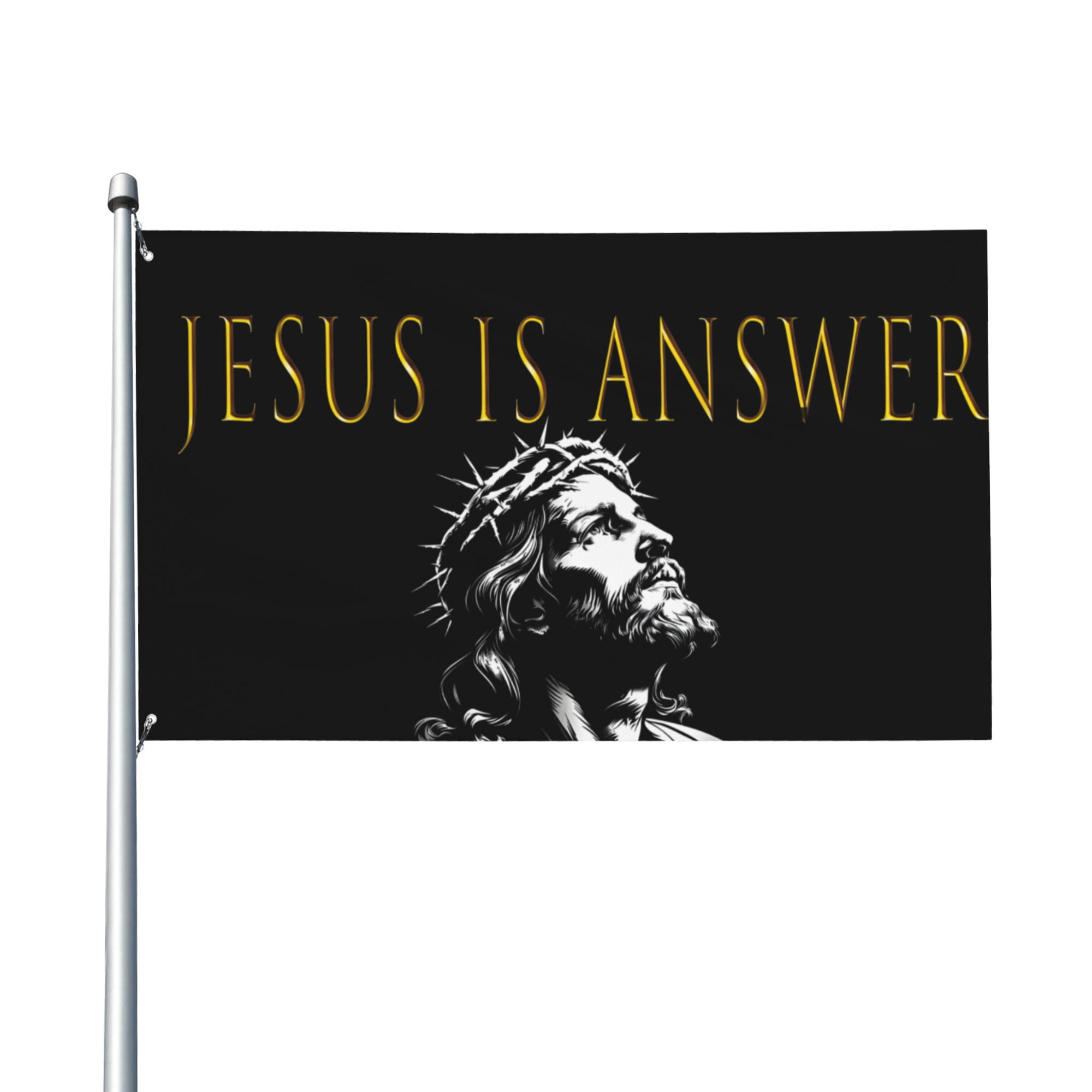 VIVACITE Jesus Is Answer Flag Jesus Flag Christian Flag 3x5 Outdoor ...