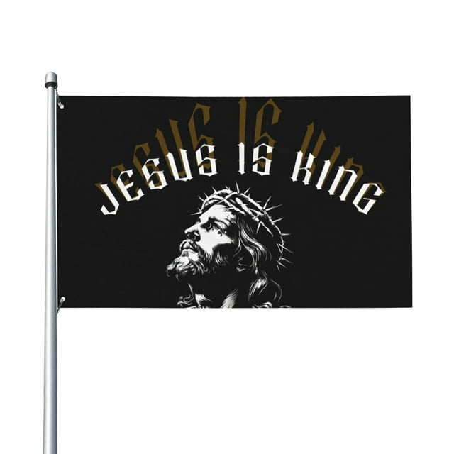 VIVACITE Jesus Is King Flag Jesus Flag Christian Flag 3x5 Outdoor ...