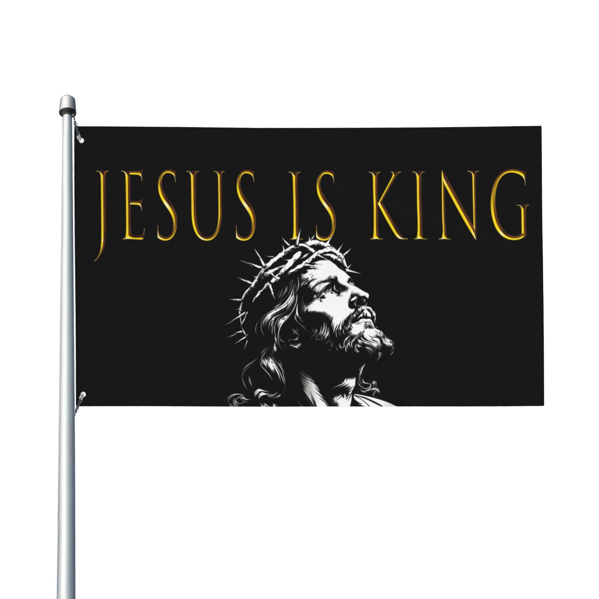 VIVACITE Jesus Is King Flag Jesus Flag Christian Flag 3x5 Outdoor ...