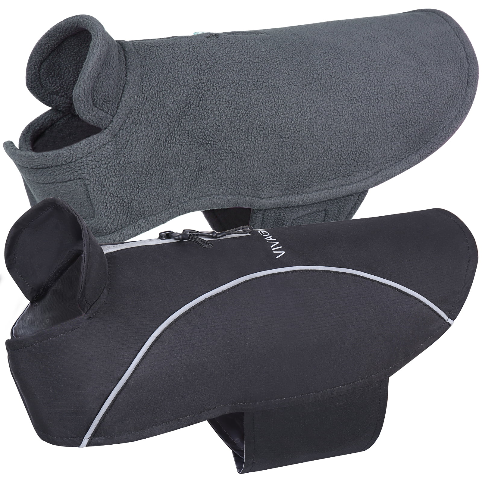 VIVAGLORY Dog Coat, Jacket with Velcro Fastening & Leash Hole, Fleece ...