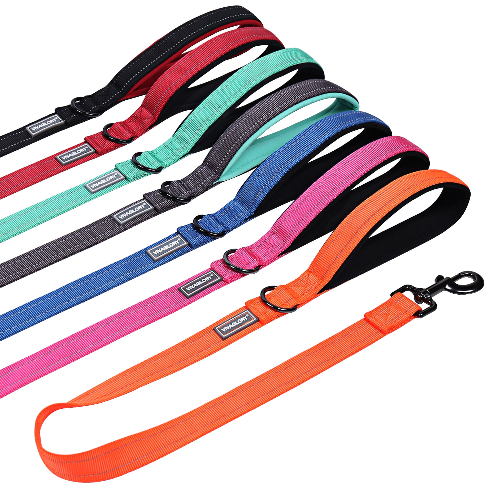 VIVAGLORY Dog Leash with Padded Handle, Reflective Nylon Lead, Medium ...