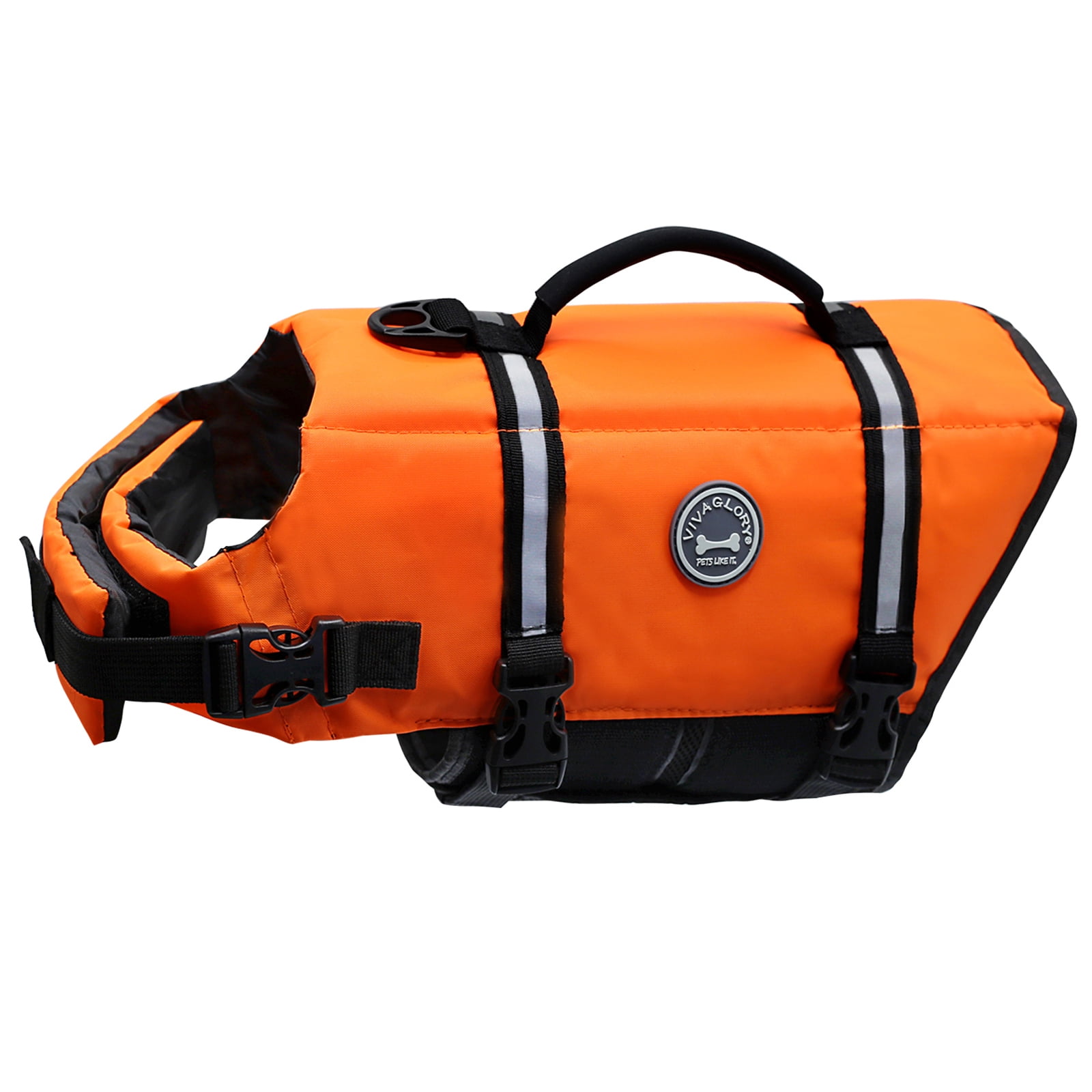VIVAGLORY Dog Life Jacket, Ripstop, Bright Orange, Medium, Swimming ...